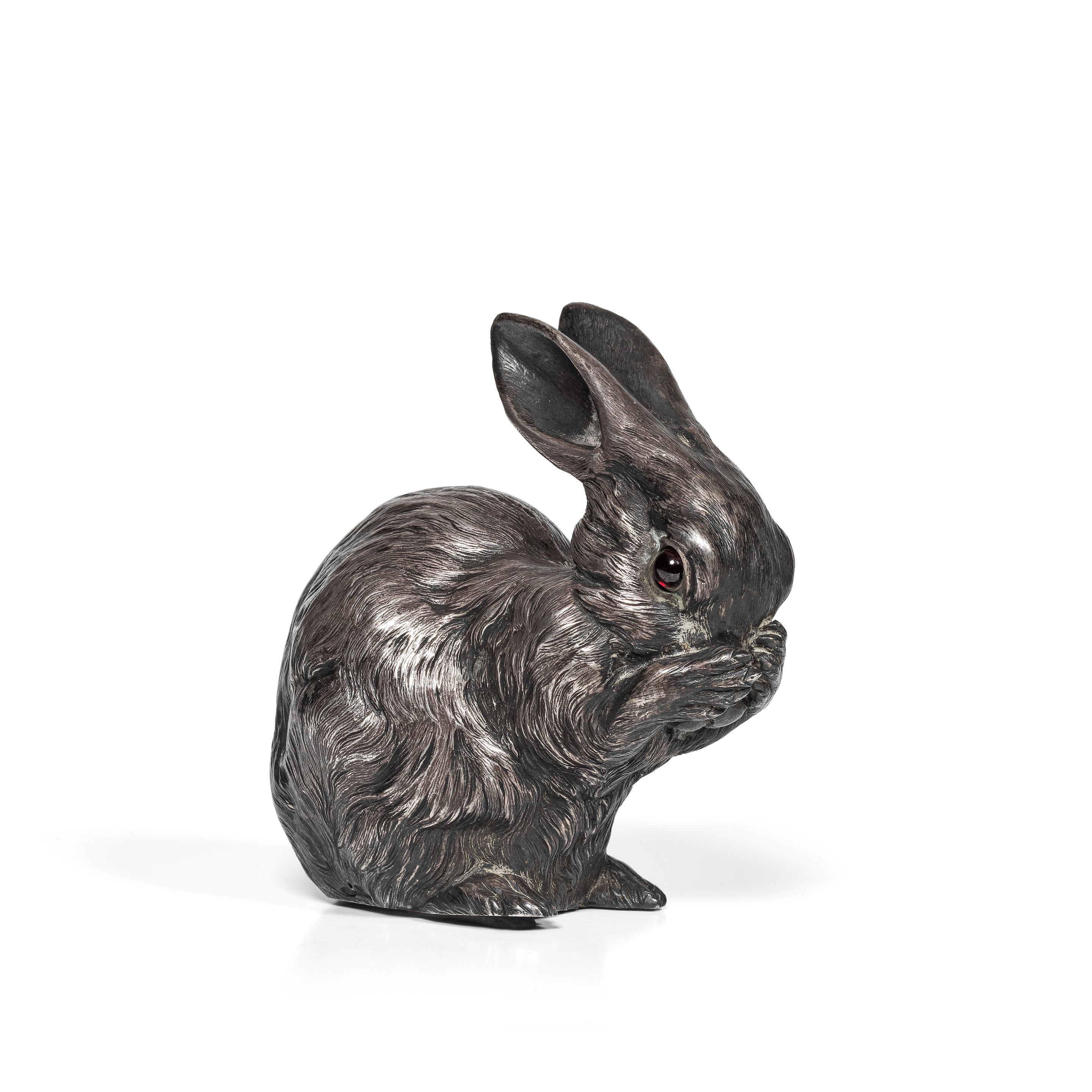 Bonhams : A FABERGÉ, GEM-SET SILVER BELL-PUSH IN THE FORM OF A RABBIT ...
