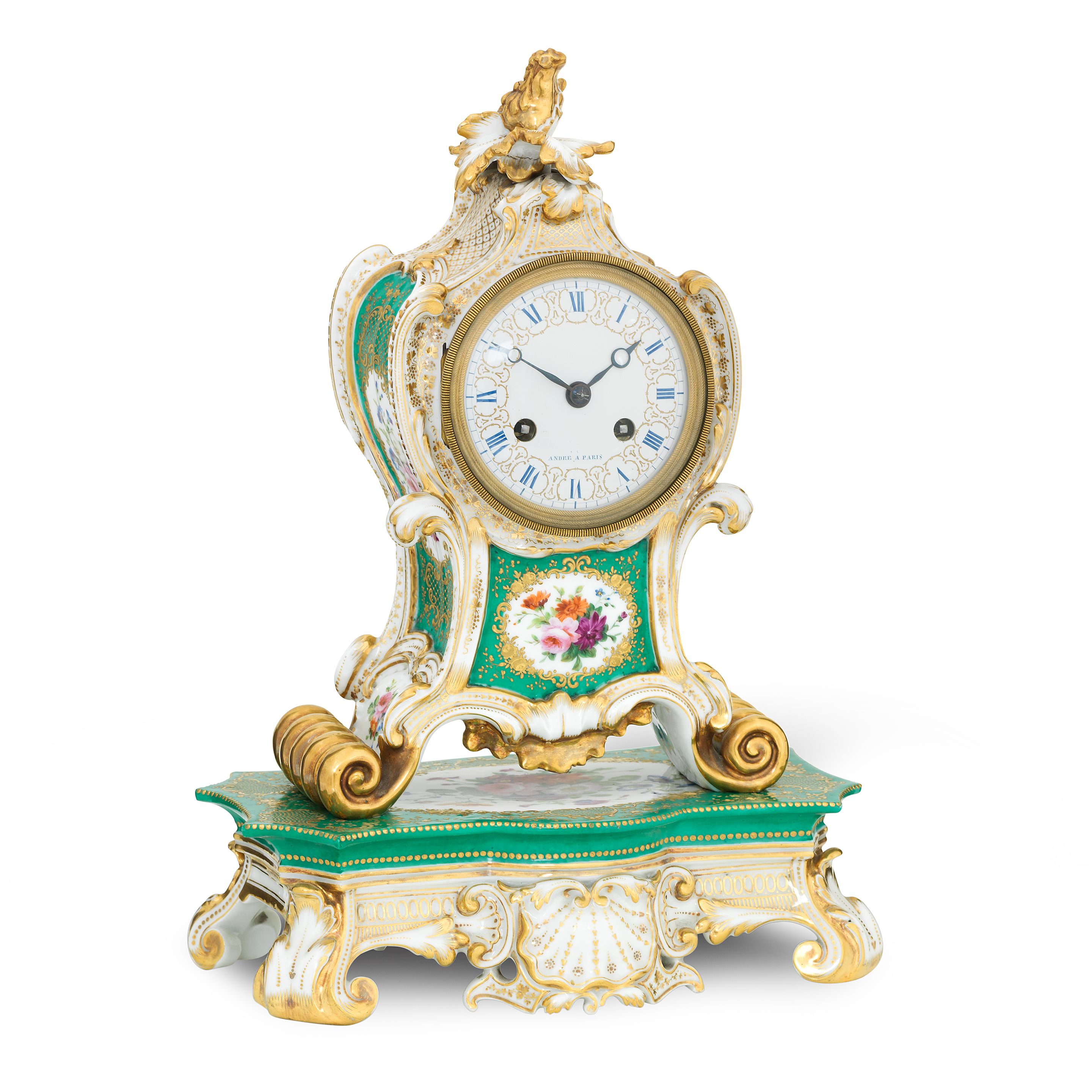Bonhams : A 19th Century French porcelain mantel clock Inscribed to the ...