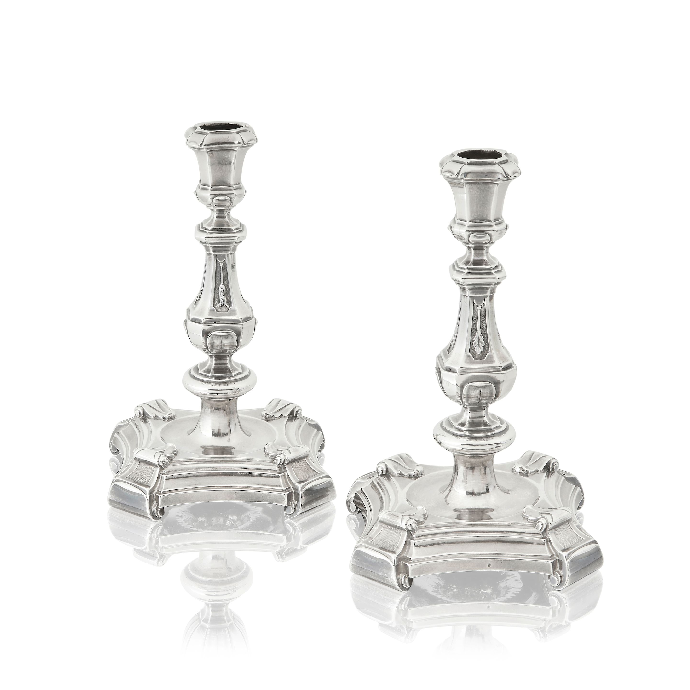 Bonhams : A pair of 18th century Dutch cast silver candlesticks Dirk ...