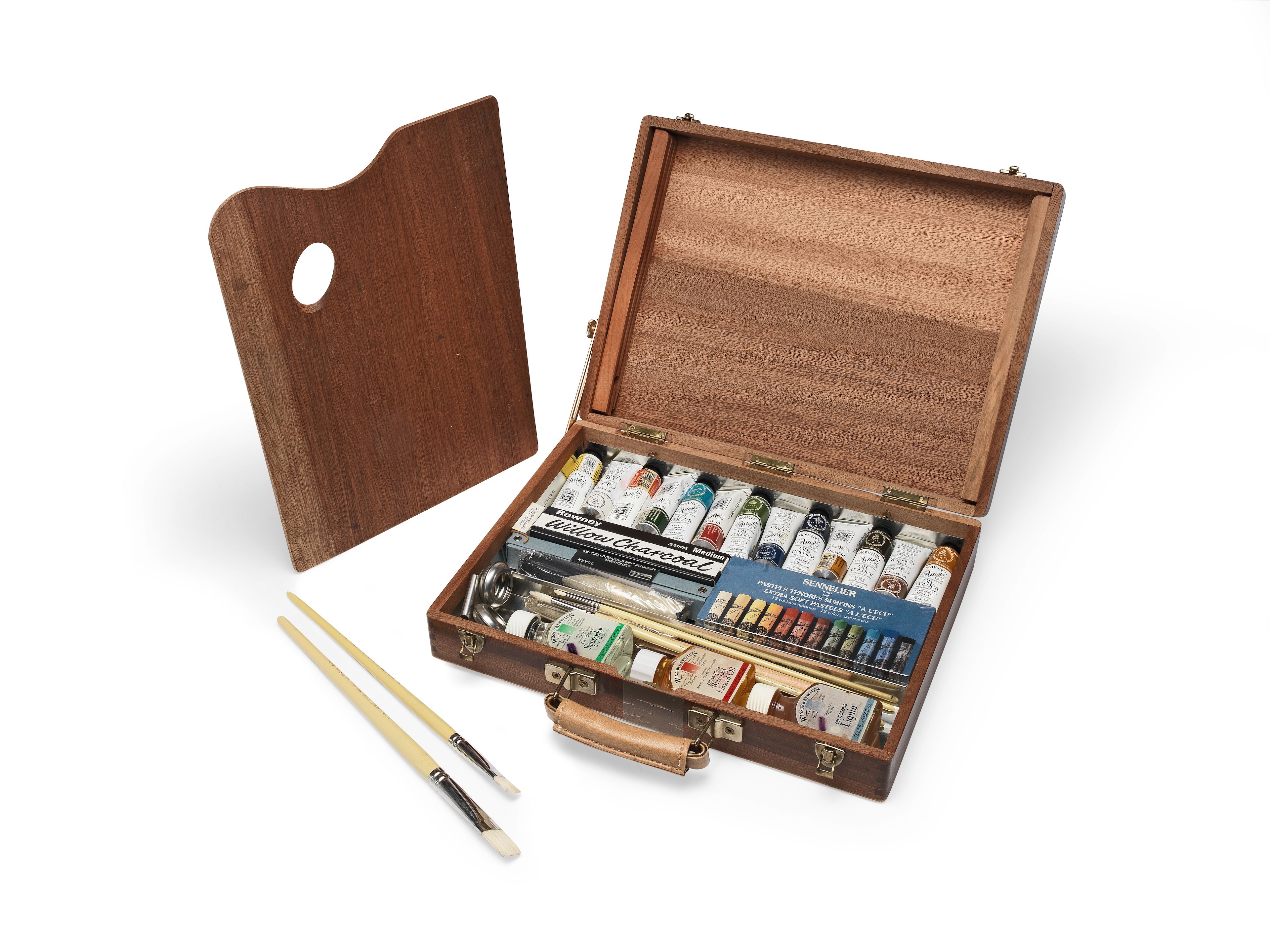 Bonhams : A Rowney artist's wooden paint box complete with oil paints ...