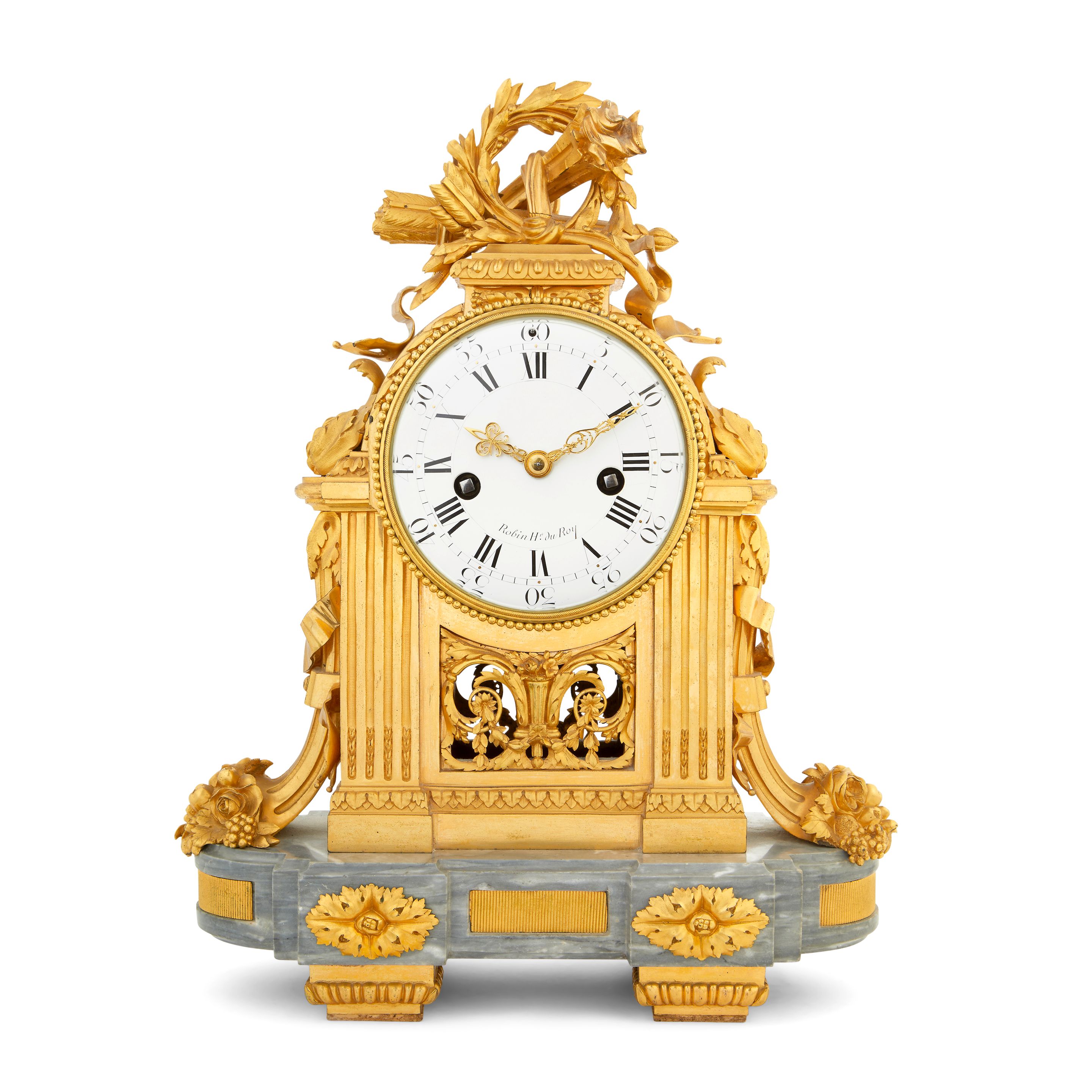 Bonhams : A very fine late 18th century French ormolu and marble mantel clock, the case possibly ...