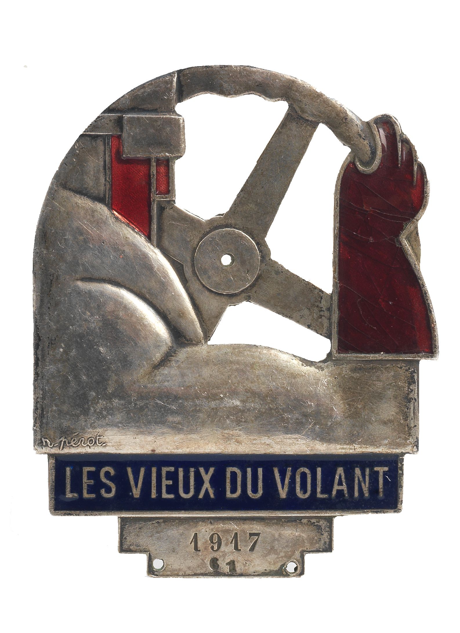 Bonhams Cars : A 1917 'Les Vieux du Volant' enamelled car badge,