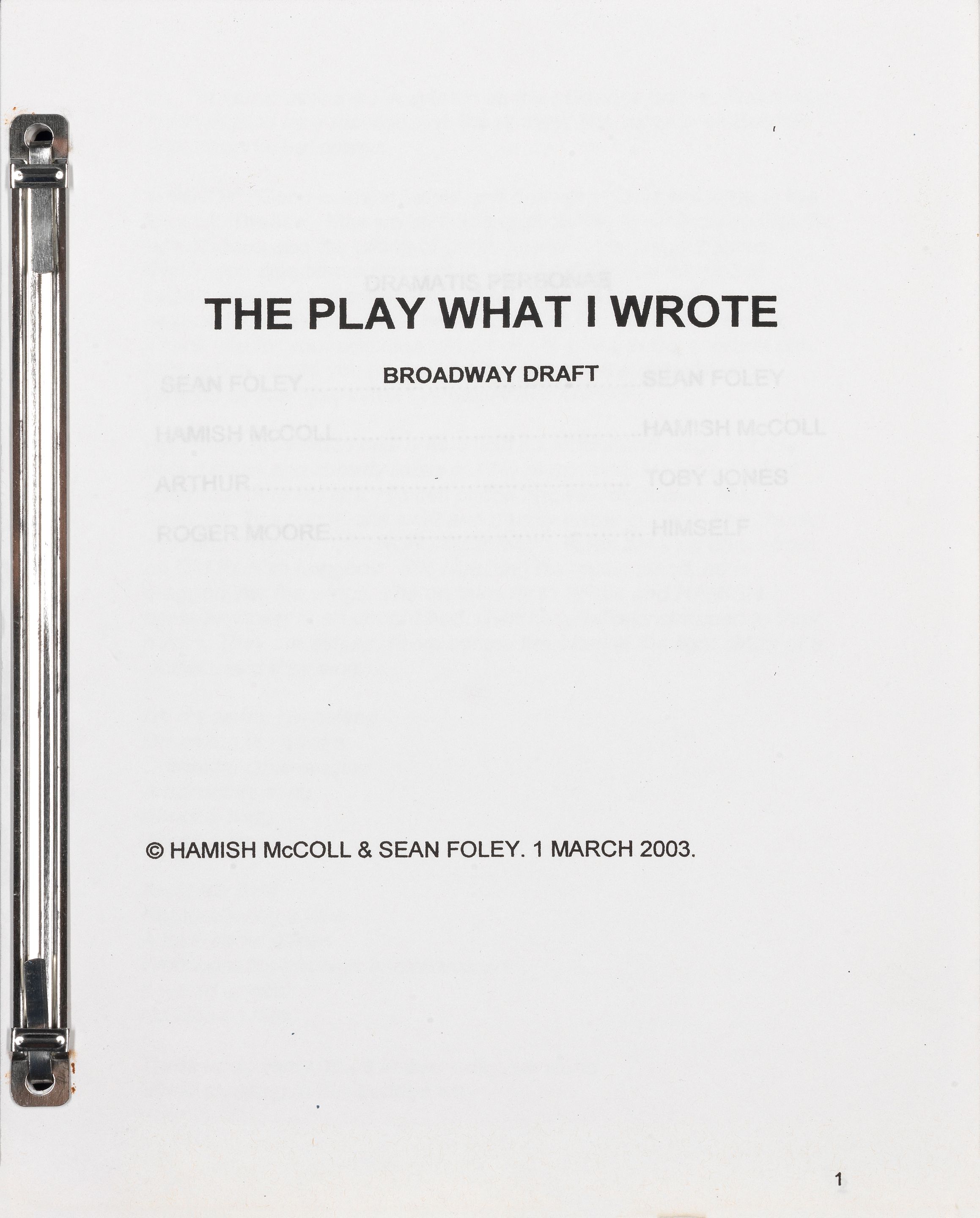 Bonhams : A Broadway draft script for The Play What I Wrote 2003