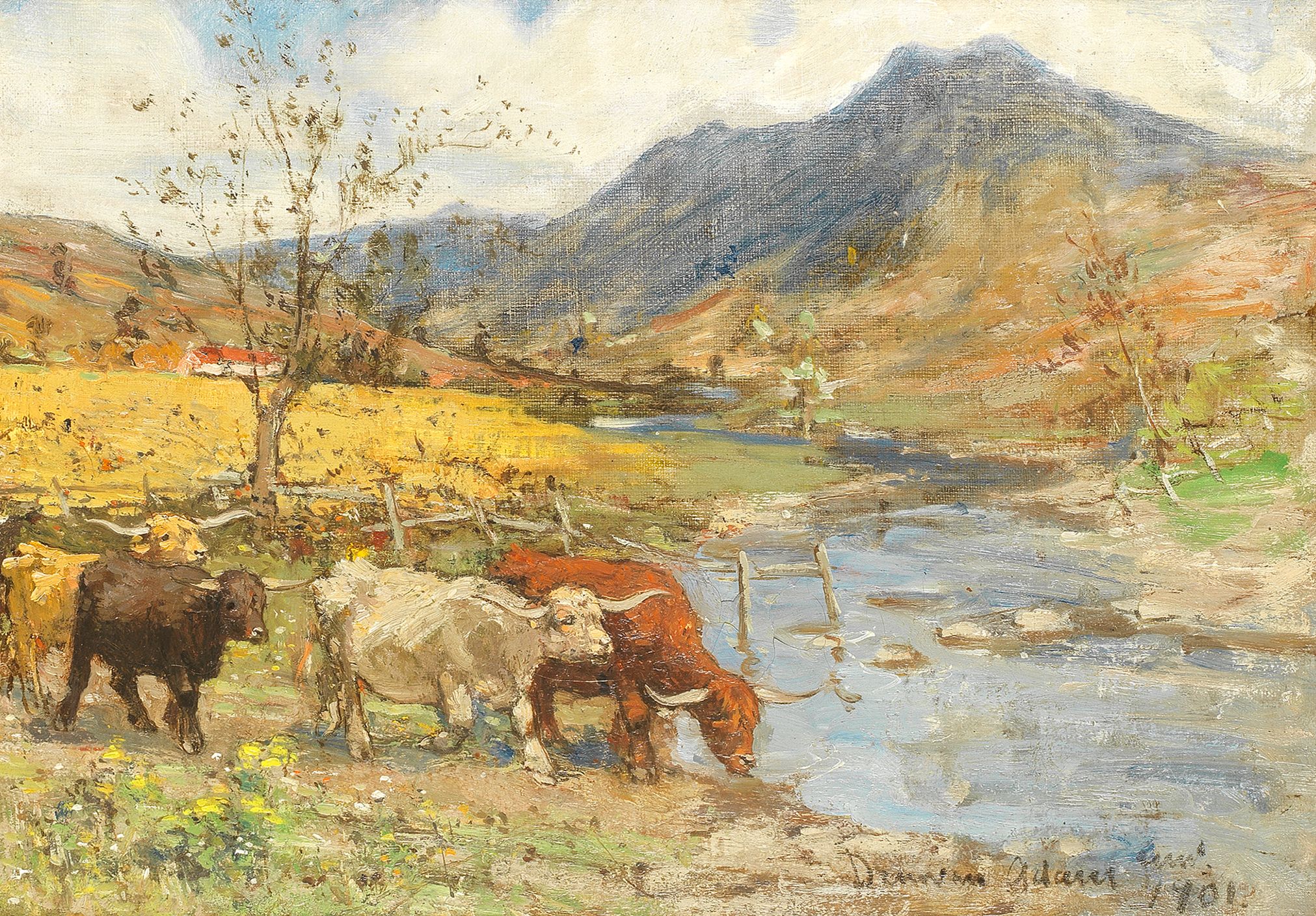 Bonhams : Joseph Denovan Adam Jnr. (British, circa 1870-1935) Cattle by ...