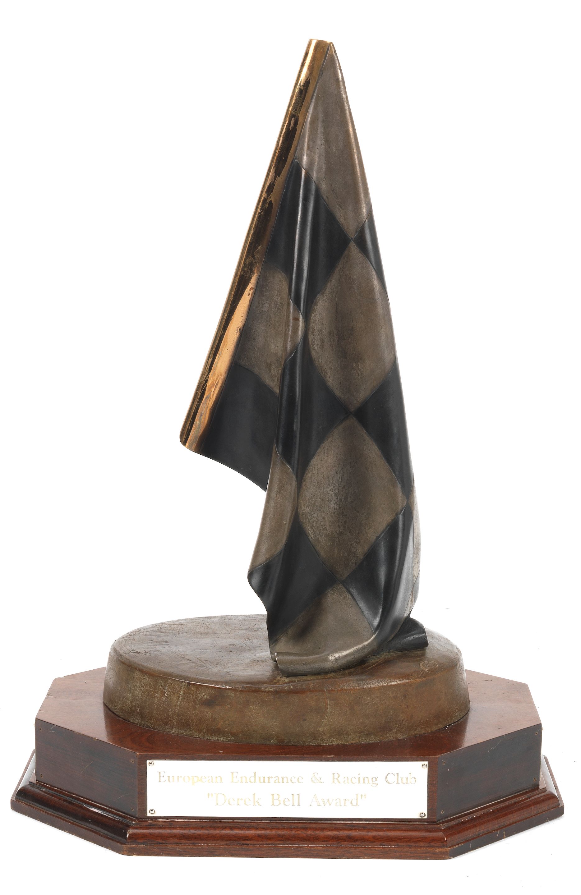 Bonhams Cars : The Derek Bell Award bronze chequered flag trophy, Italian,