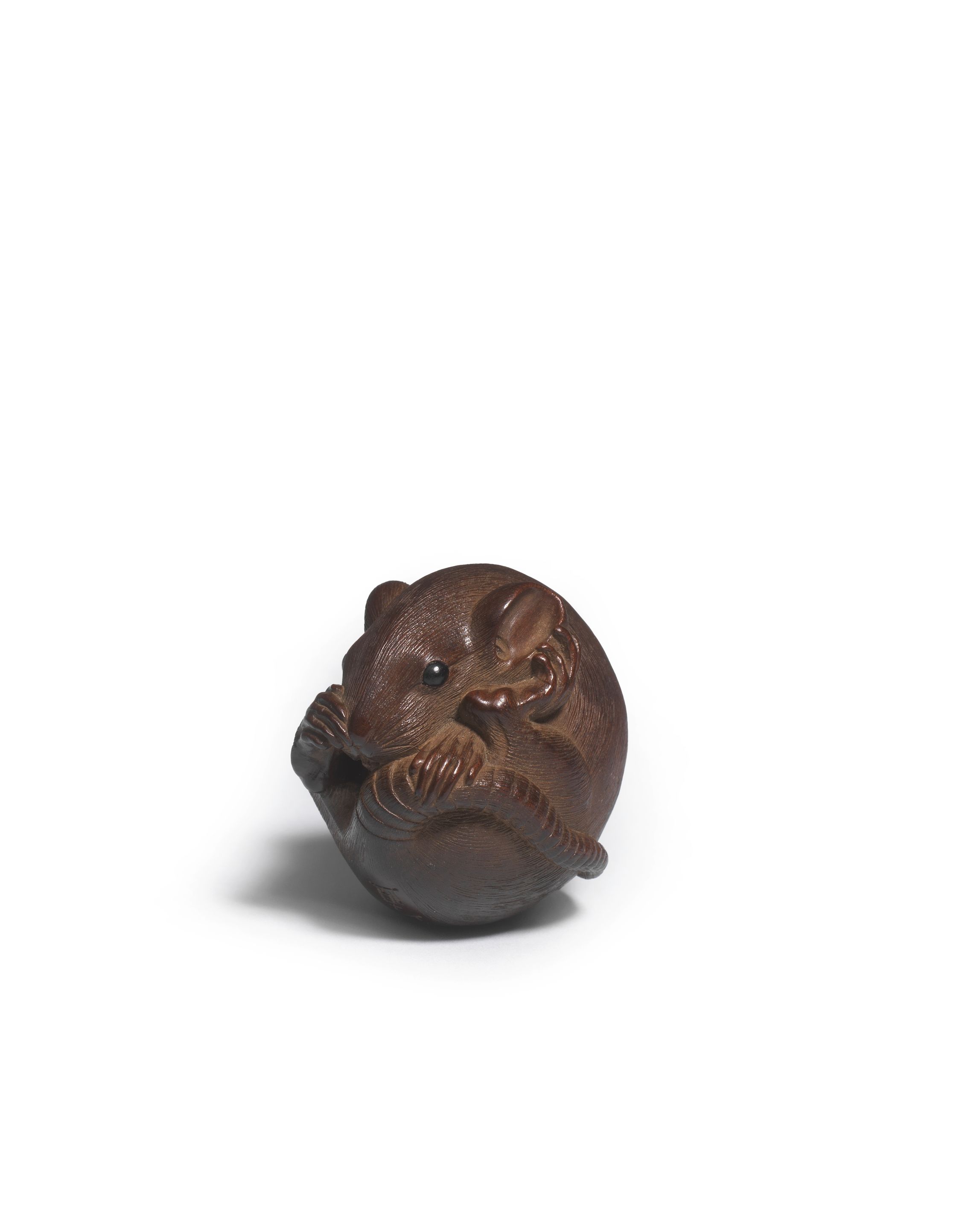 Bonhams : A WOOD NETSUKE OF A LARGE COILED RAT By Masanao, Yamada, Ise ...