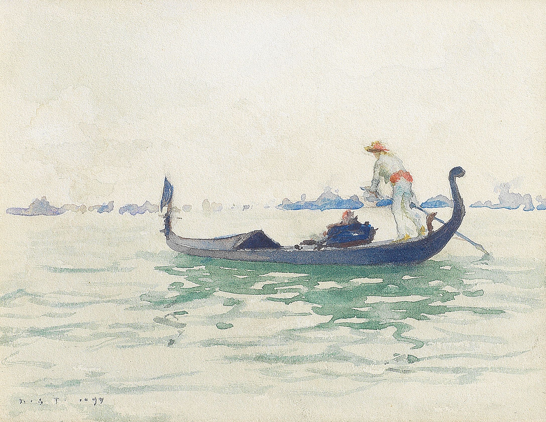 Bonhams : Henry Scott Tuke, RA, RWS (British, 1858-1929) A Venetian gondola