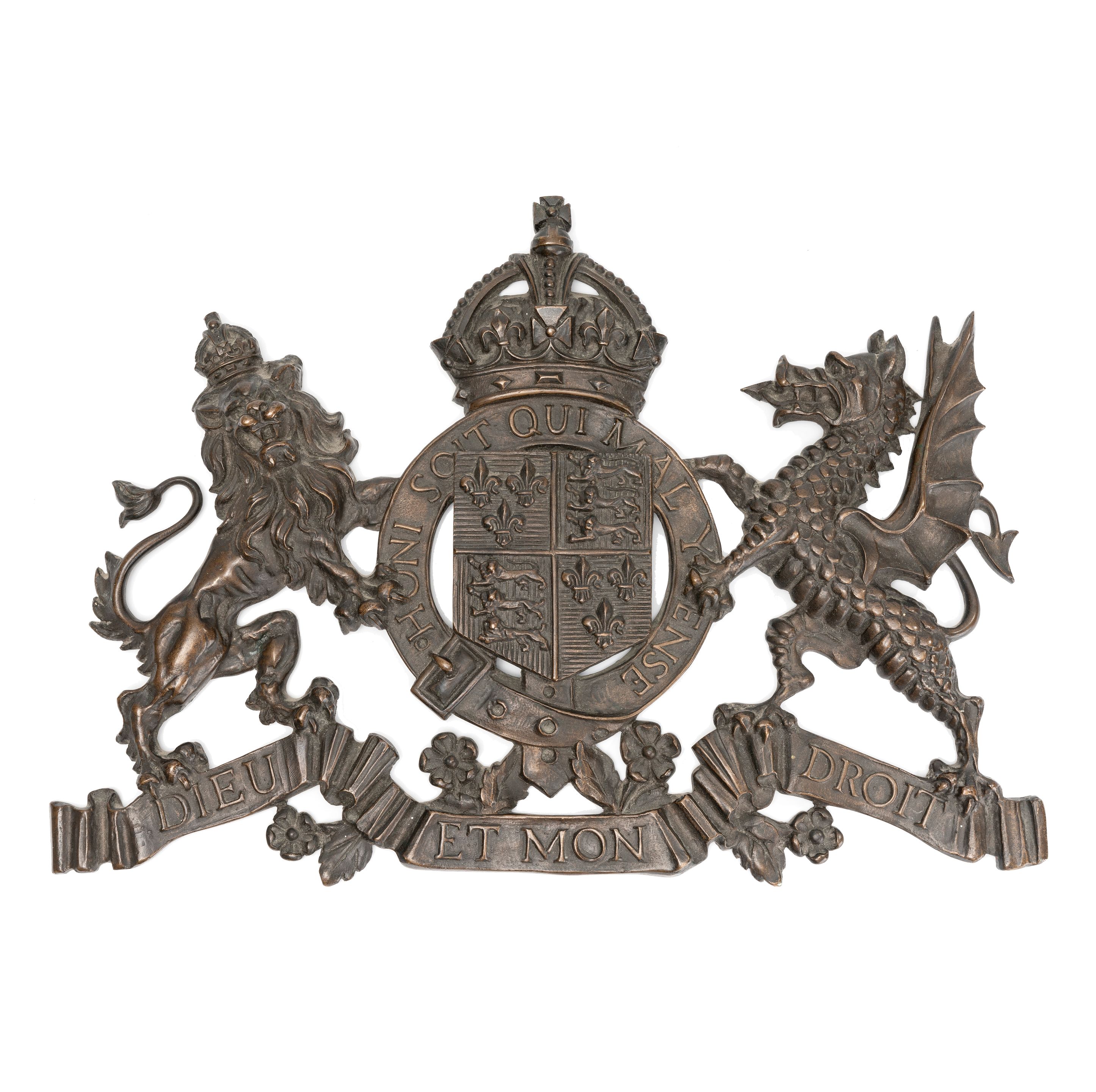 Bonhams : A cast and patinated bronze George V Coat of Arms