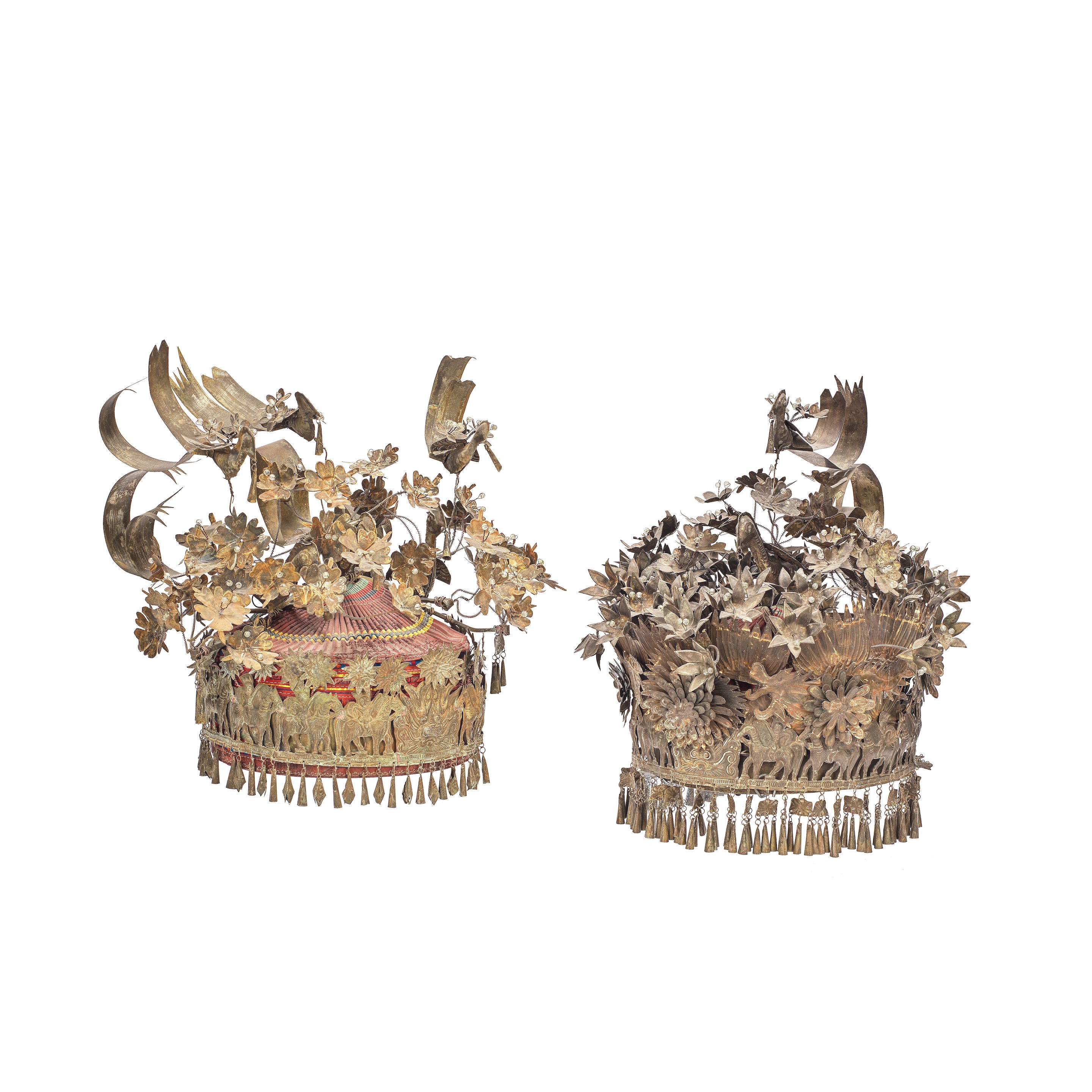 Bonhams A Related Pair Of Miao Ceremonial Hats 20th Century 2