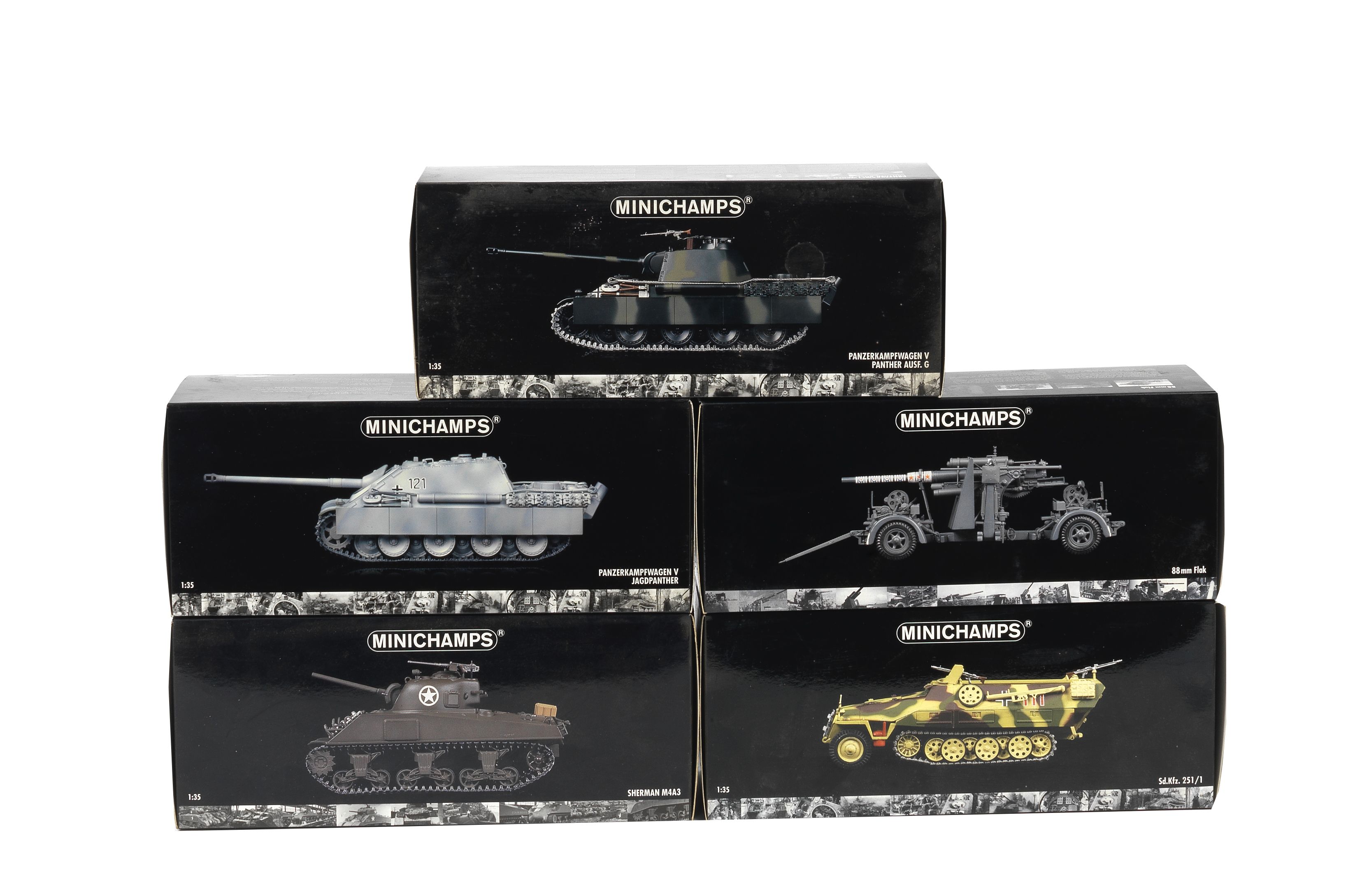 Bonhams Cars : Five boxed 135 scale die-cast WW2 military vehicle ...