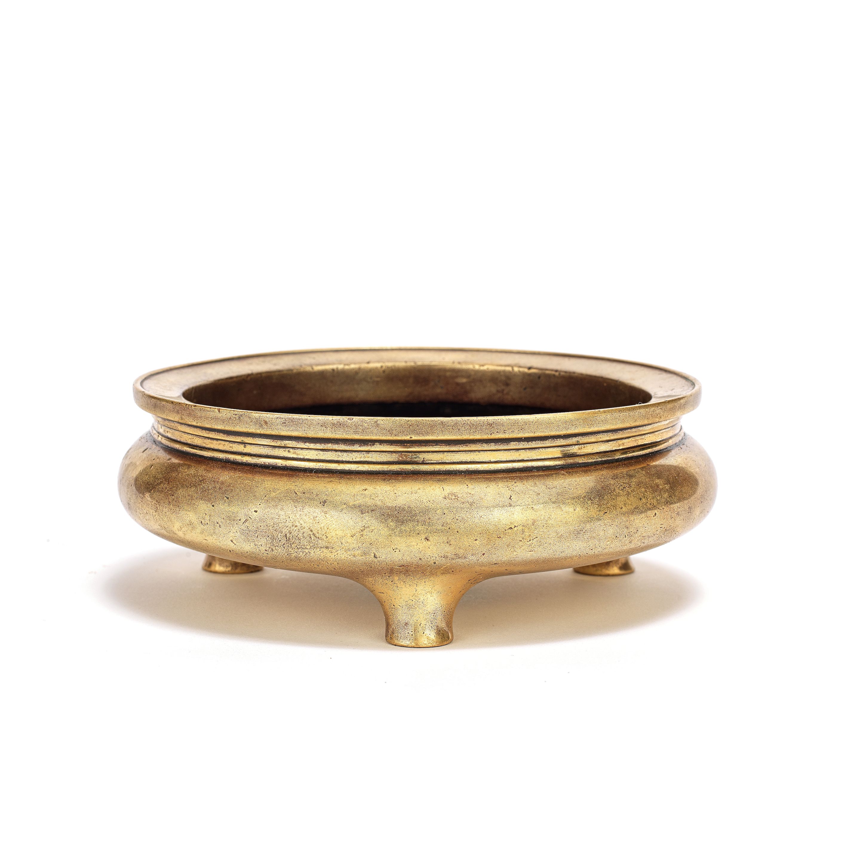Bonhams : A BRONZE TRIPOD INCENSE BURNER, DING Chongzhen six-character ...
