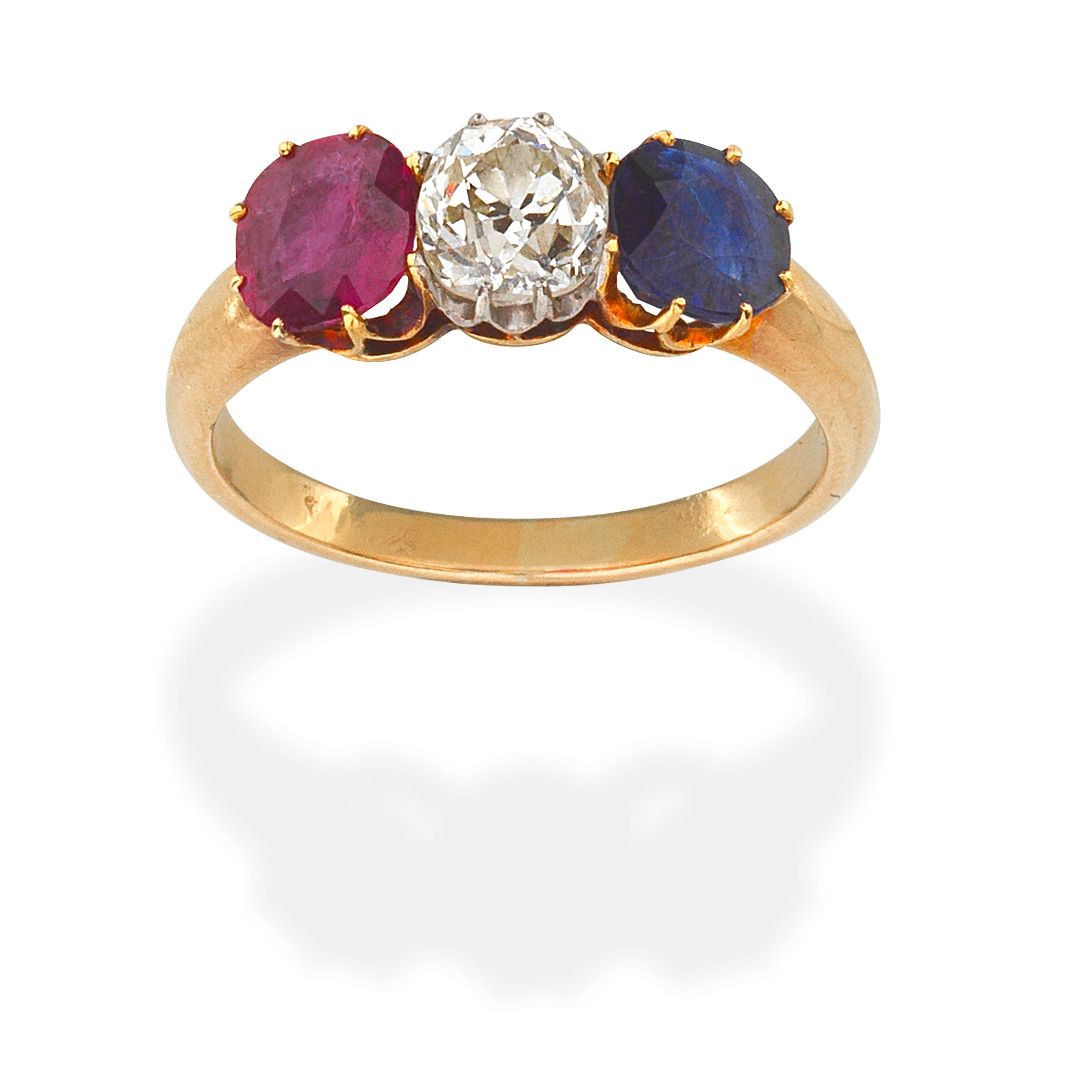 Bonhams : SAPPHIRE, RUBY AND DIAMOND RING