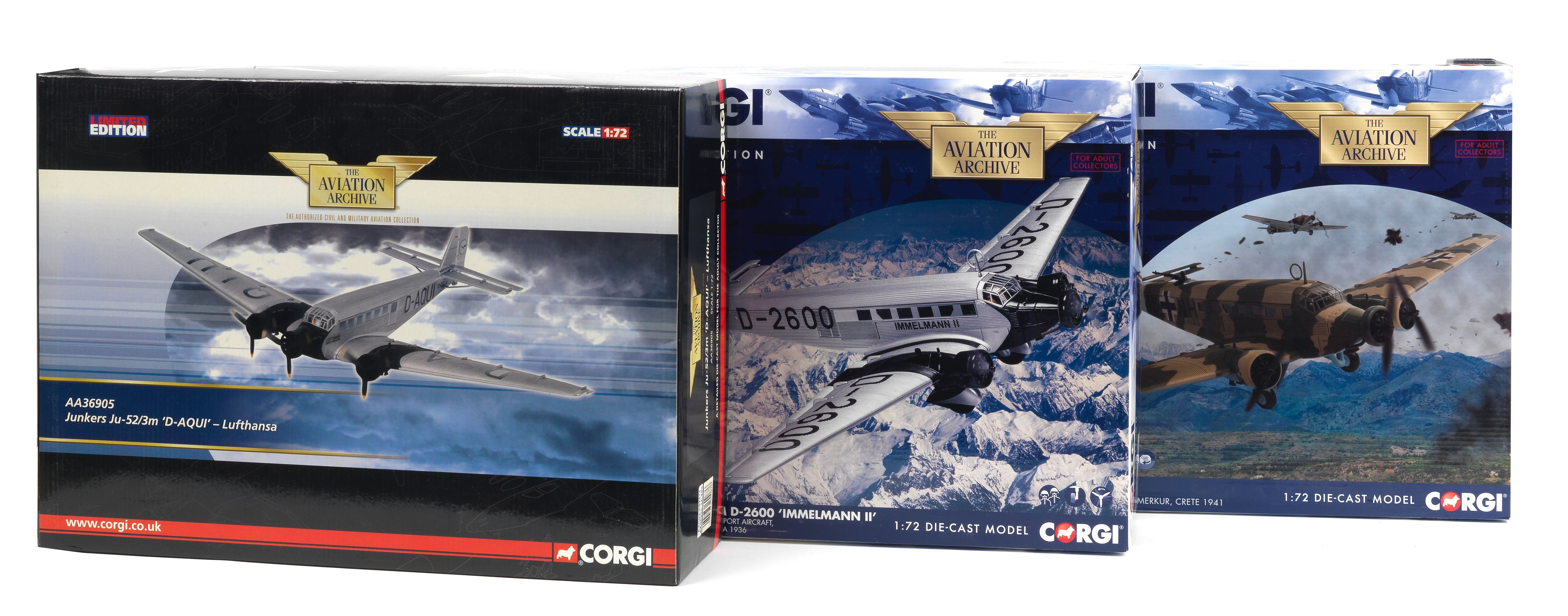 Bonhams Cars : Three boxed 172 scale die-cast metal model Junkers Ju52 ...