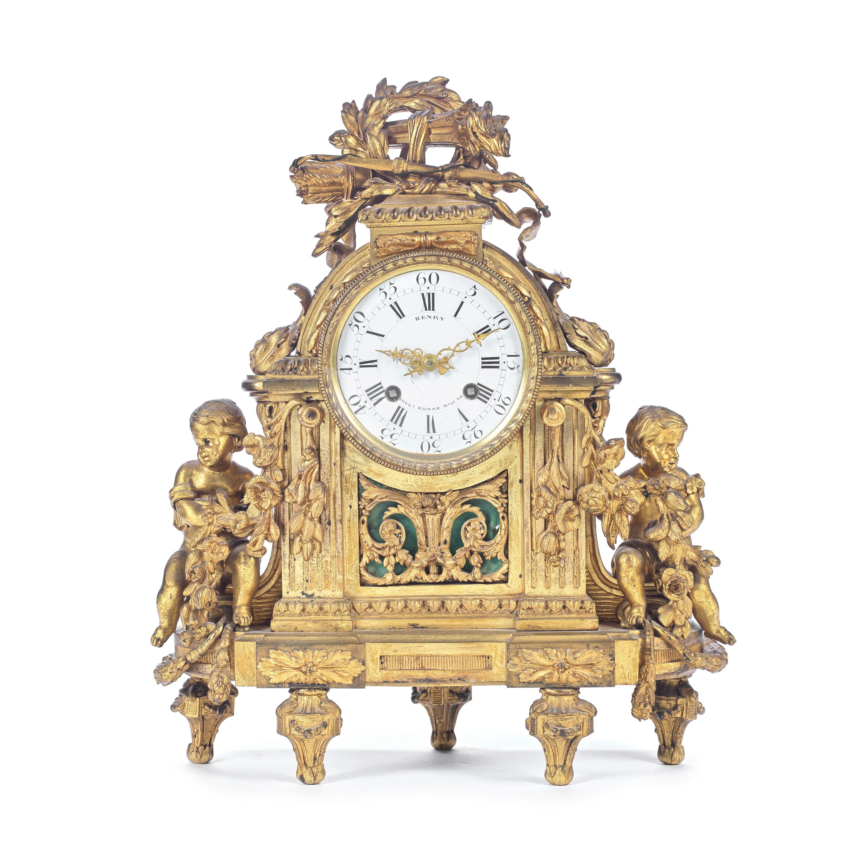 Bonhams : A late 19th century gilt bronze figural mantel clock in the ...