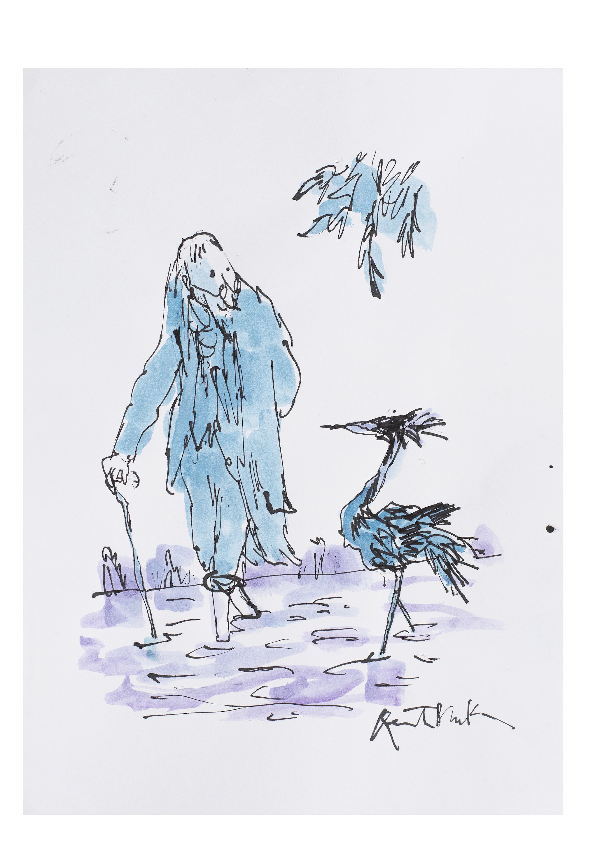 Bonhams : Sir Quentin Blake (British, born 1932) Wading Downstream No.2 ...