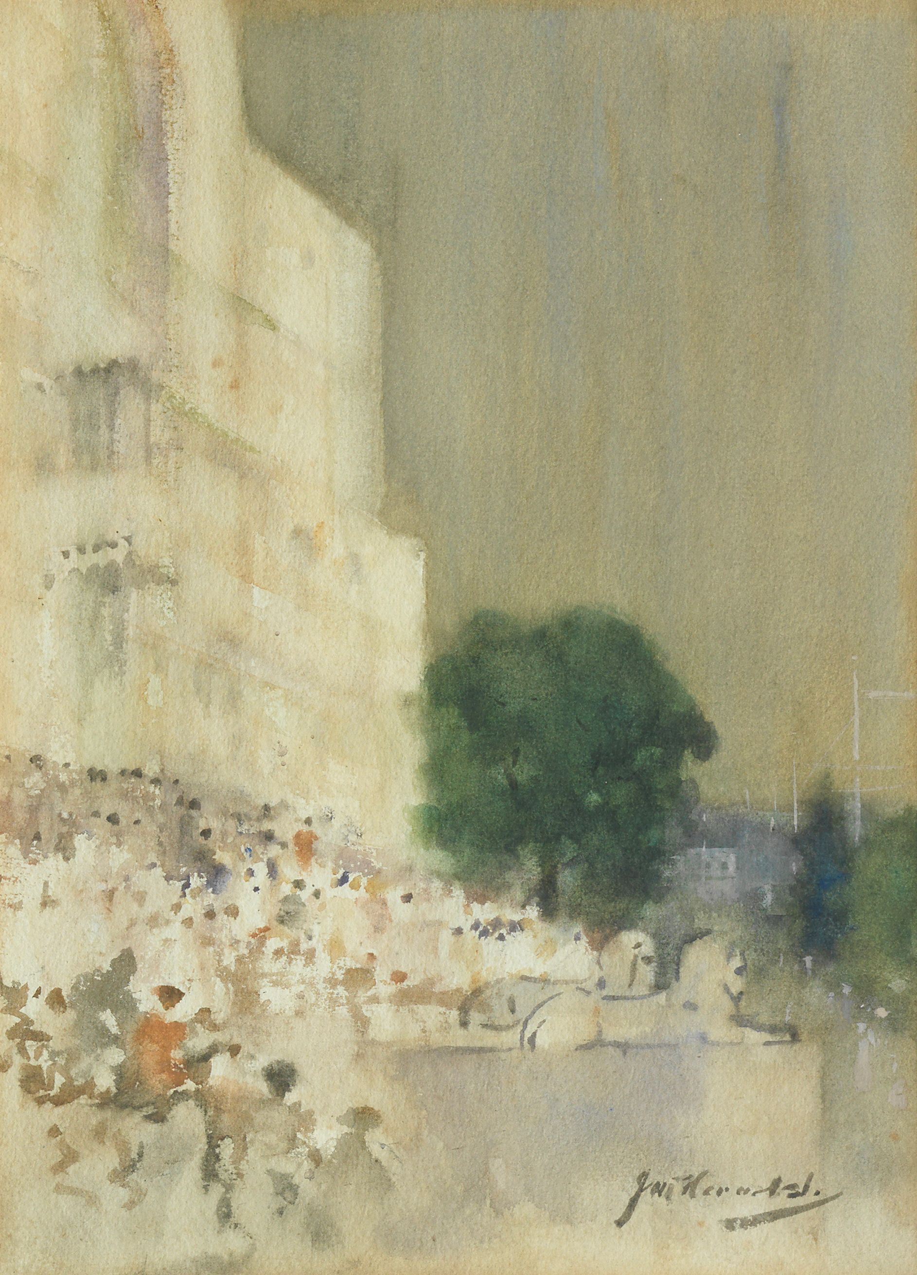 Bonhams : James Watterston Herald (British, 1859-1914) Crowds outside ...