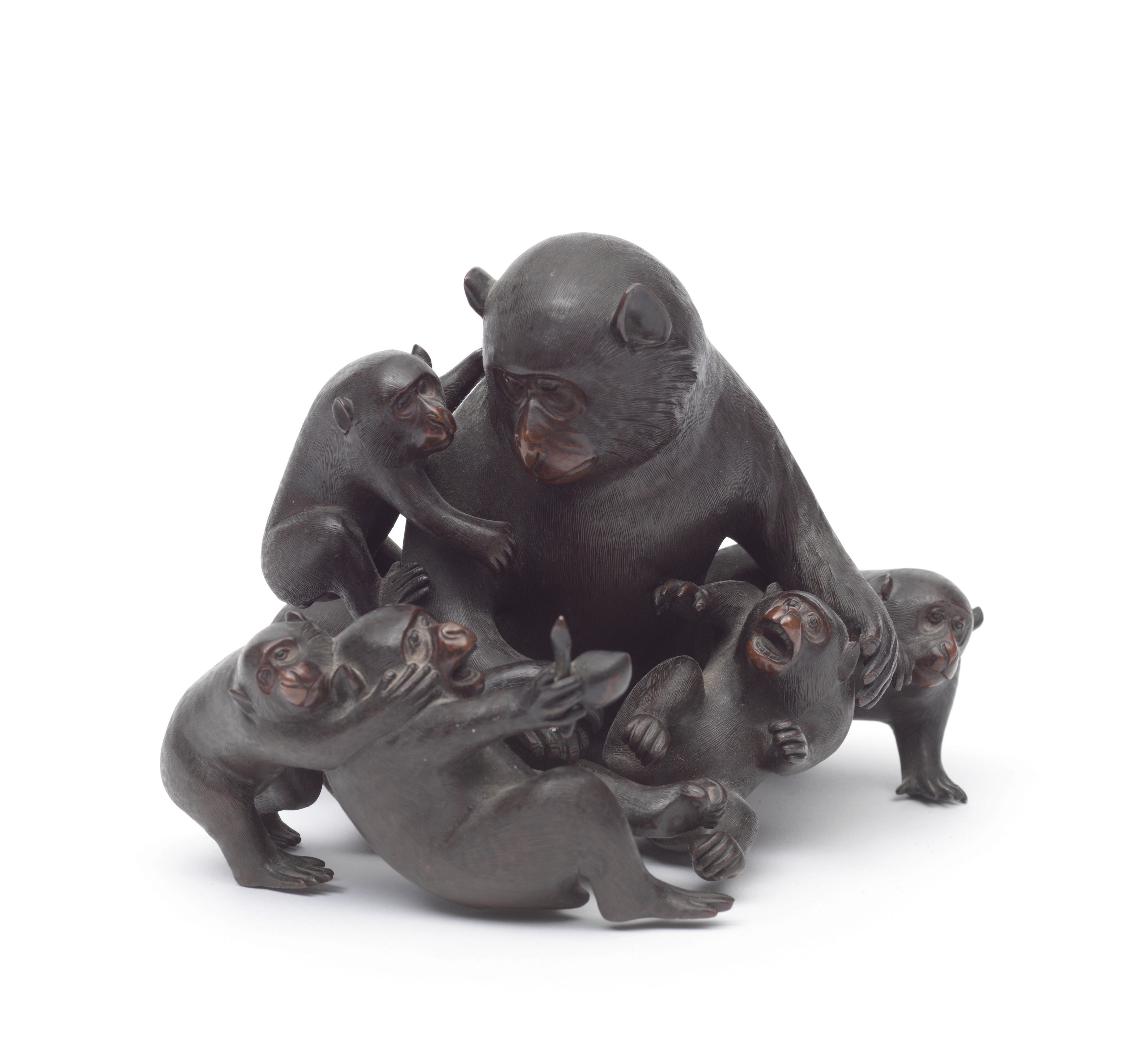 Bonhams : SOSAI A Bronze Okimono (Table Ornament) Troupe of Seven ...