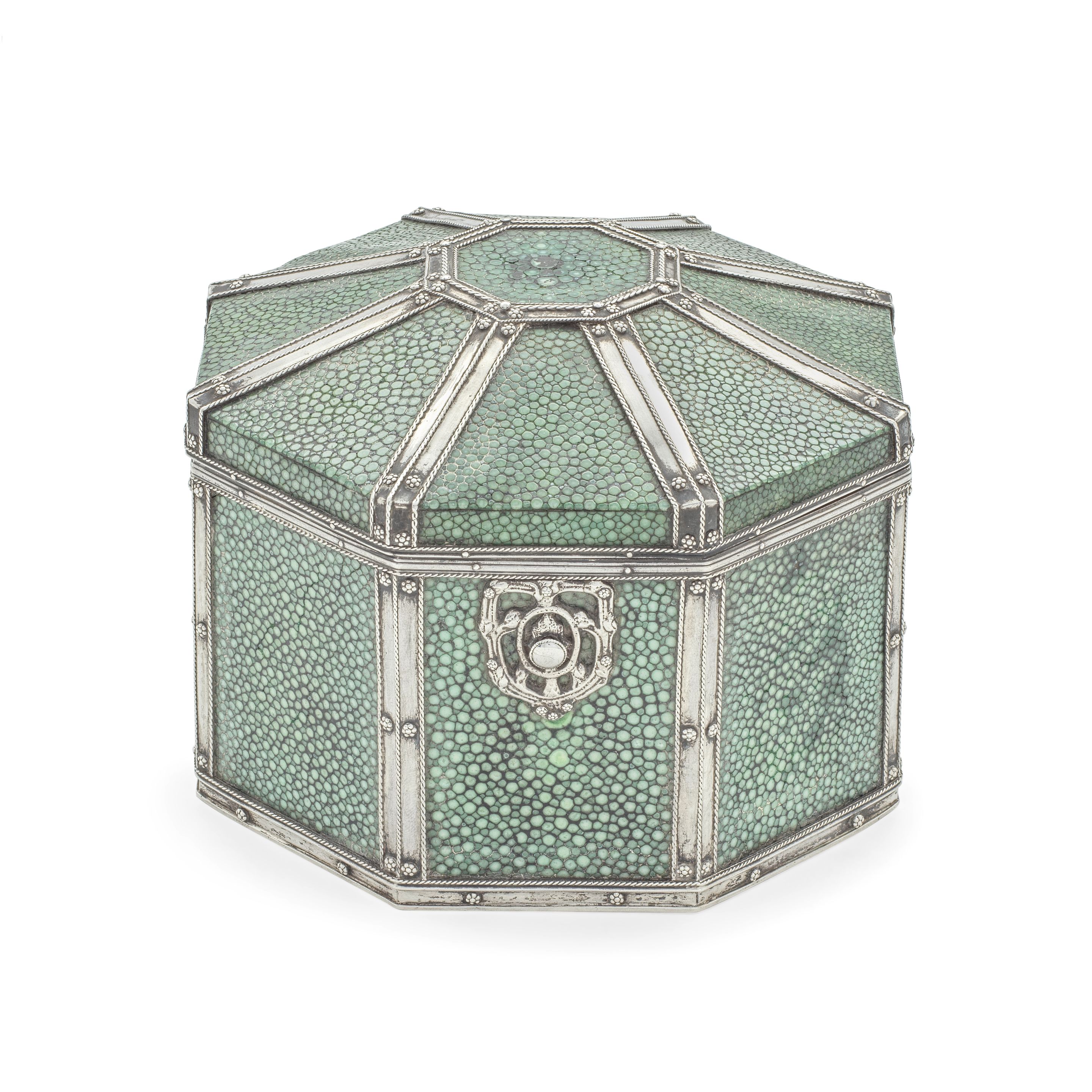 Bonhams : A silver and shagreen box / caddy unmarked, possibly John ...