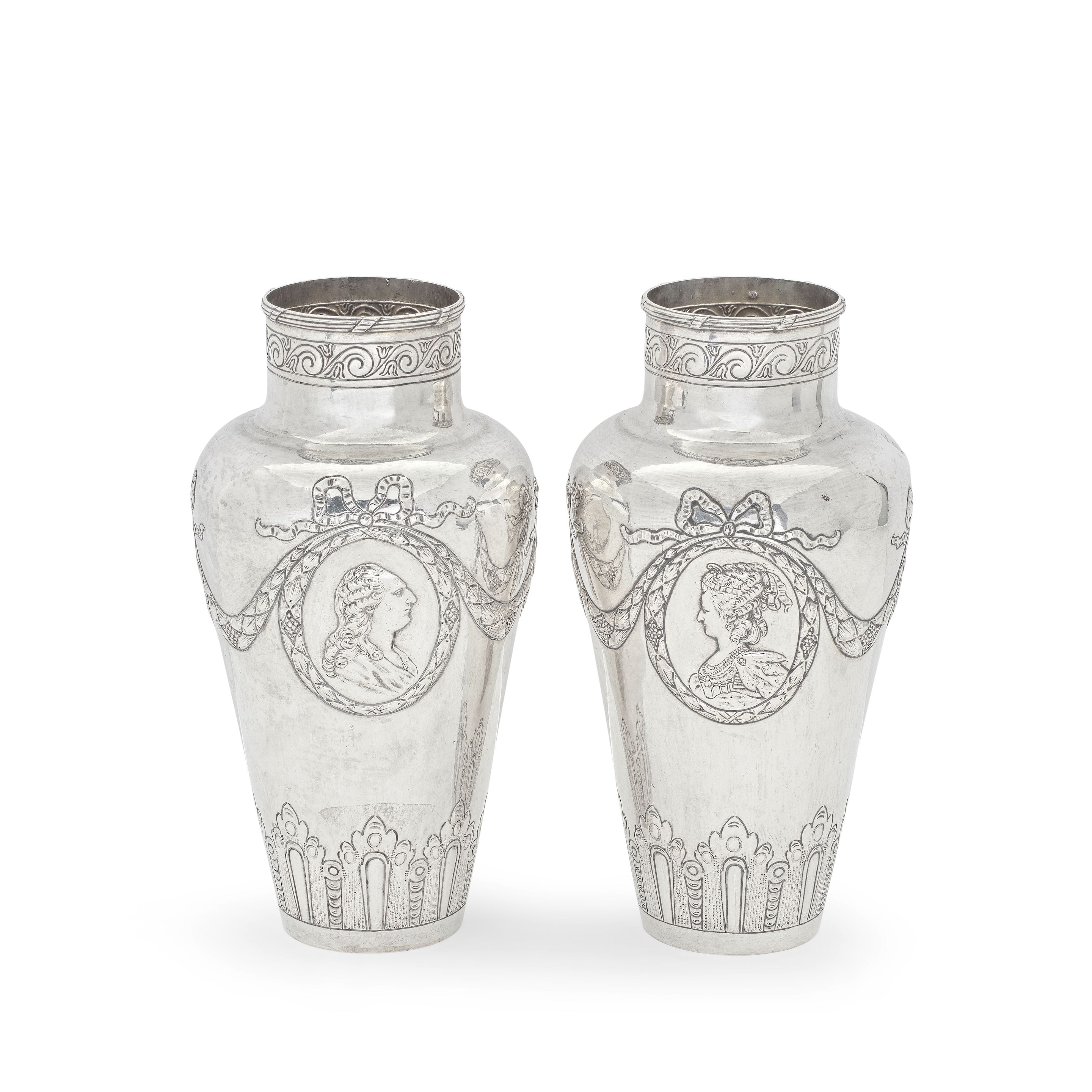 Bonhams : A pair of German silver vases Simon Rosenau, Hanau, stamped ...