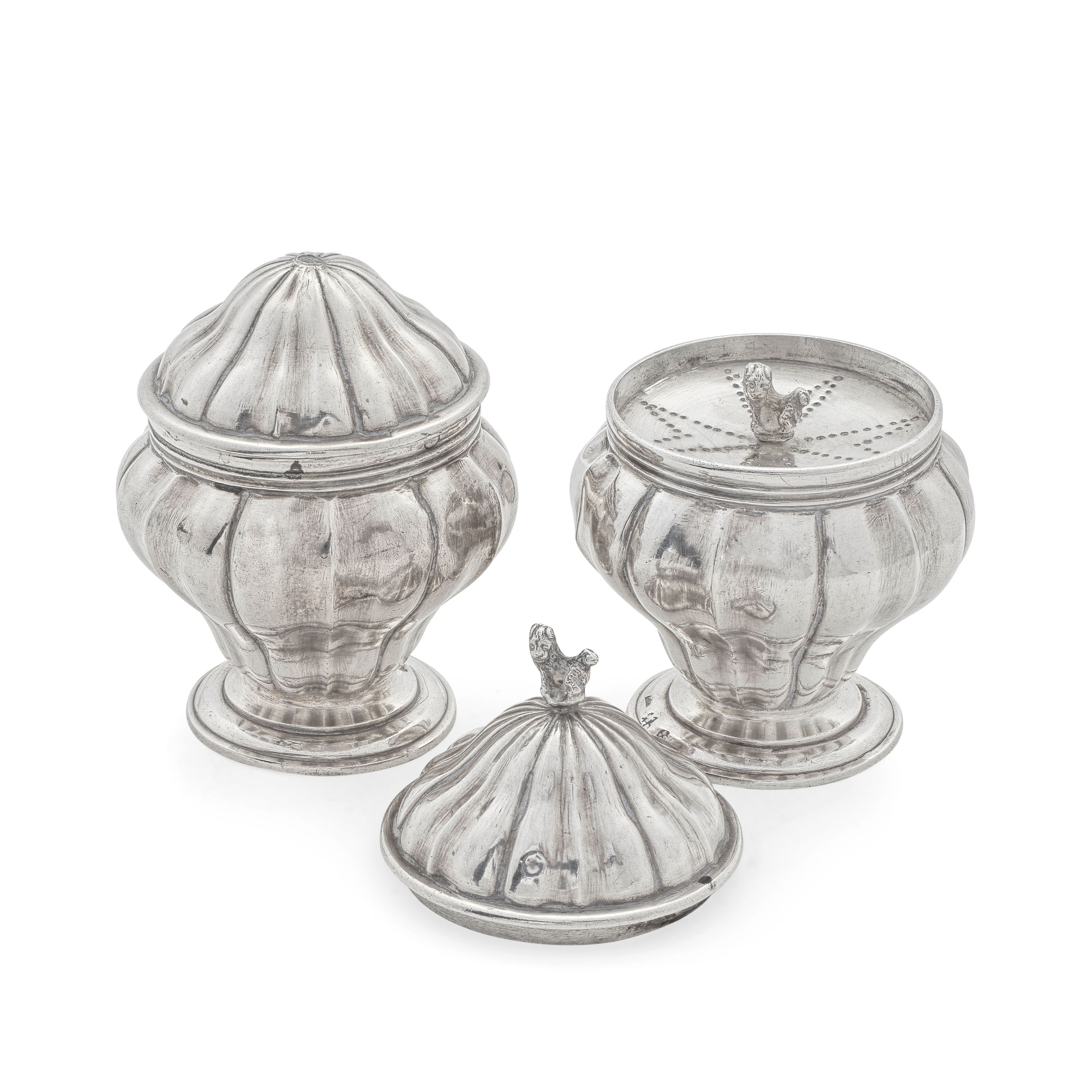Bonhams : A pair of Maltese silver covered ink pots and one other maker ...