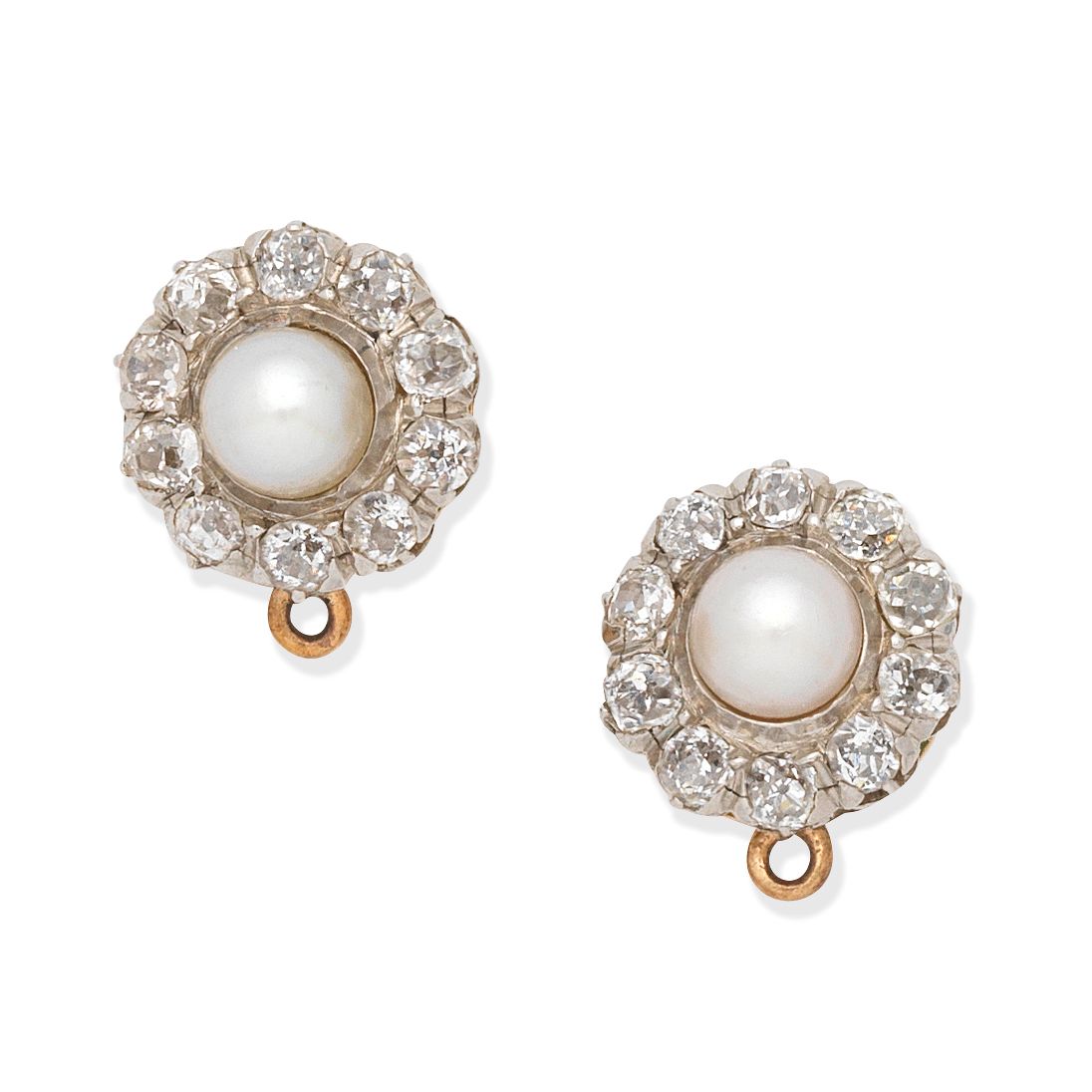 Bonhams : PEARL AND DIAMOND EARSTUDS