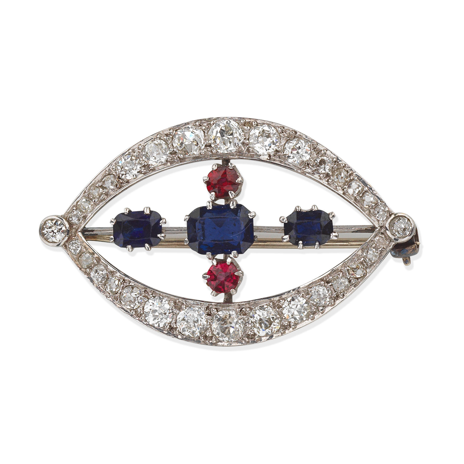 Bonhams Sapphire Ruby And Diamond Brooch