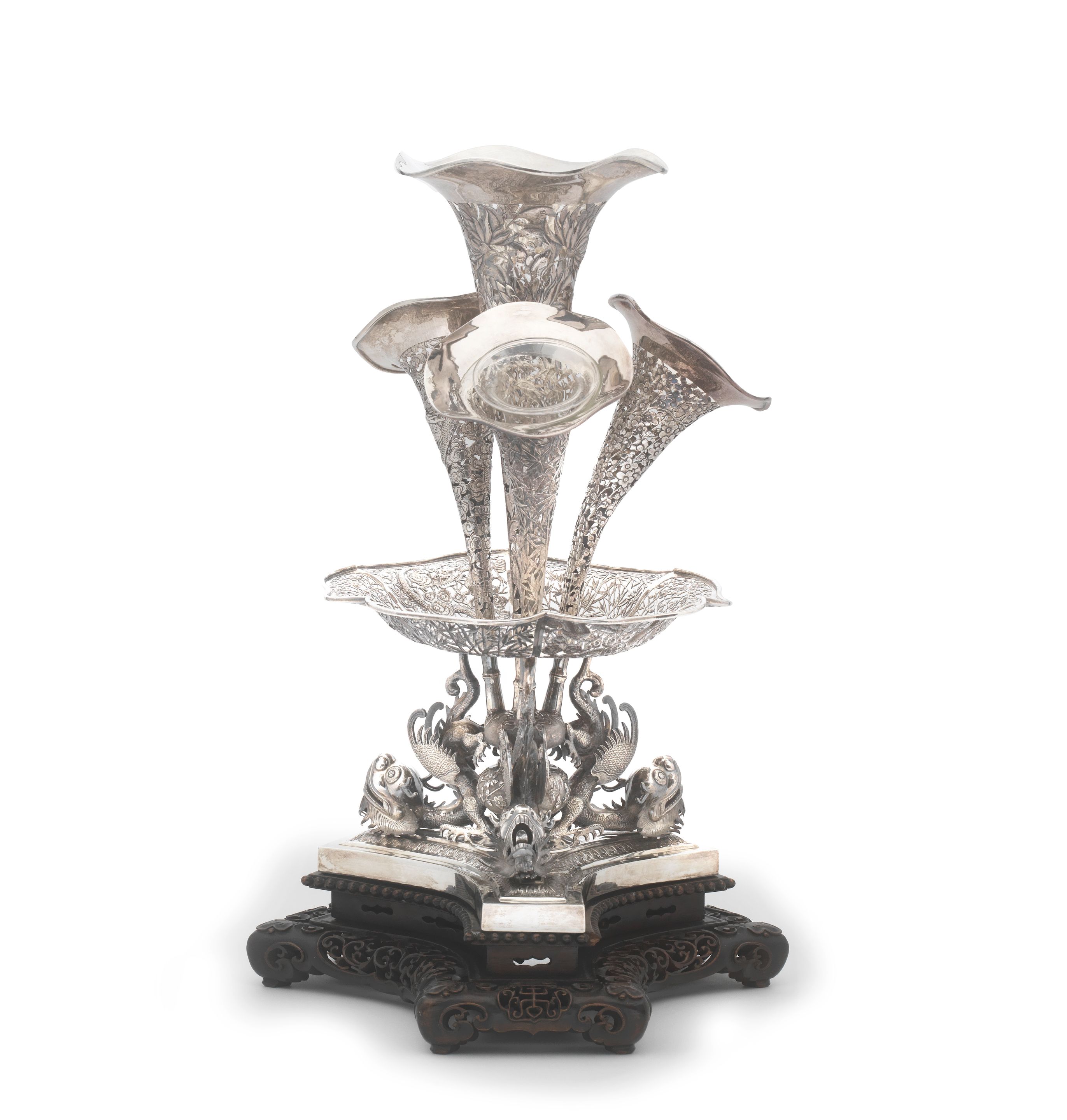 Bonhams : A SUPERB VERY RARE LARGE CHINESE EXPORT SILVER EPERGNE Late ...