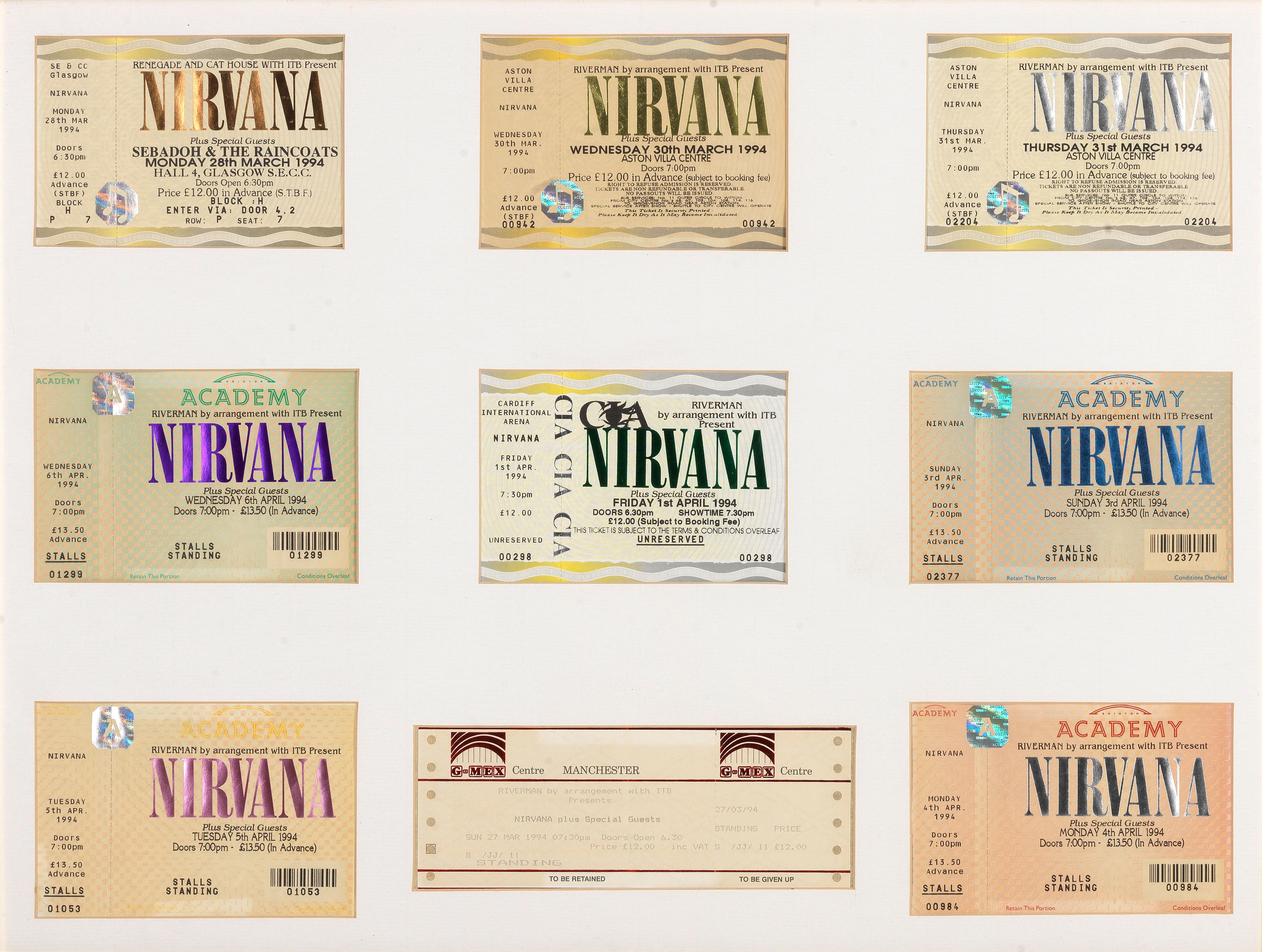 Bonhams : Nirvana A Collection Of Concert Tickets For All Nine Of The ...
