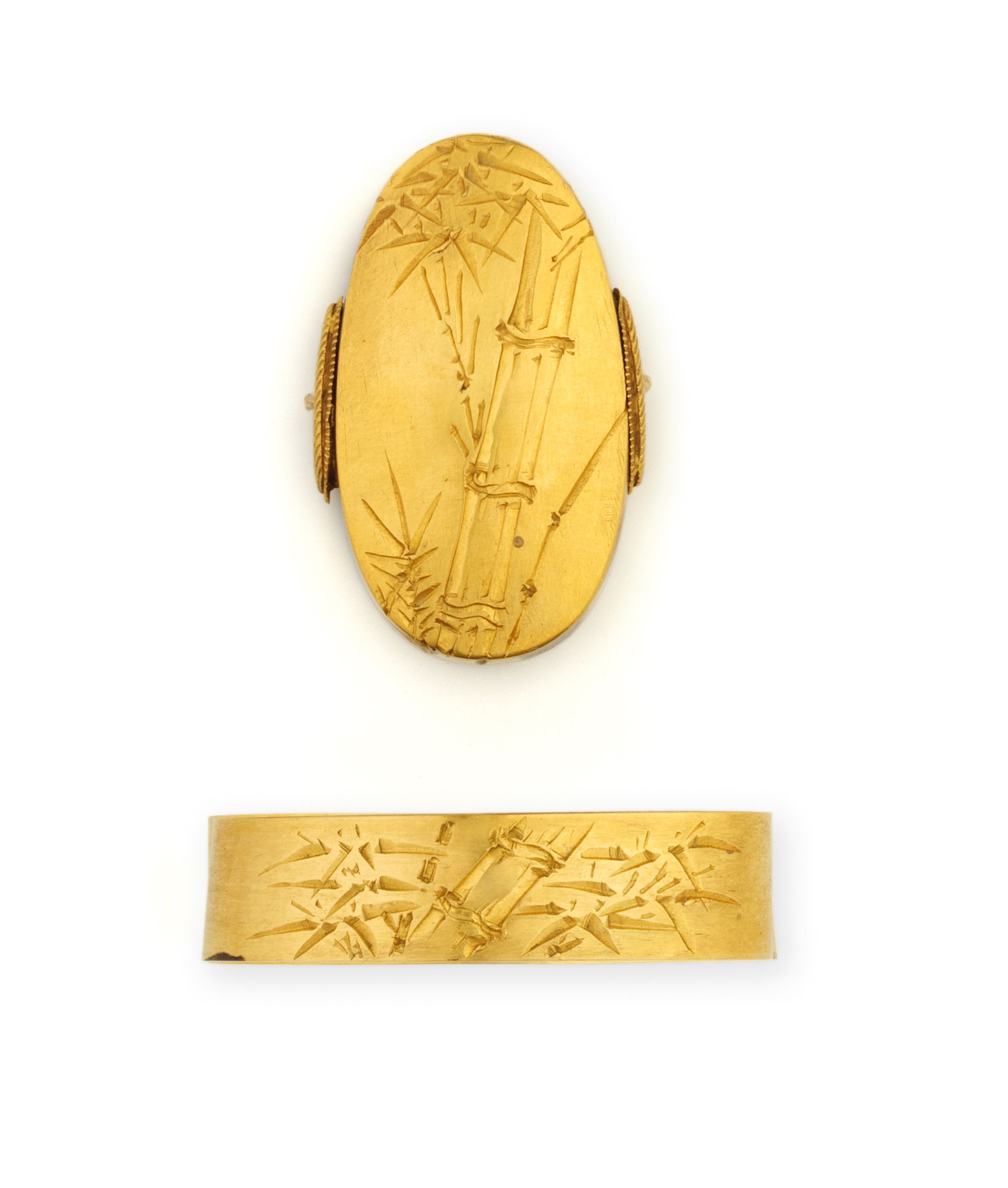Bonhams : A GOLD FUCHI-GASHIRA (MATCHED HILT COLLAR AND POMMEL) Edo ...