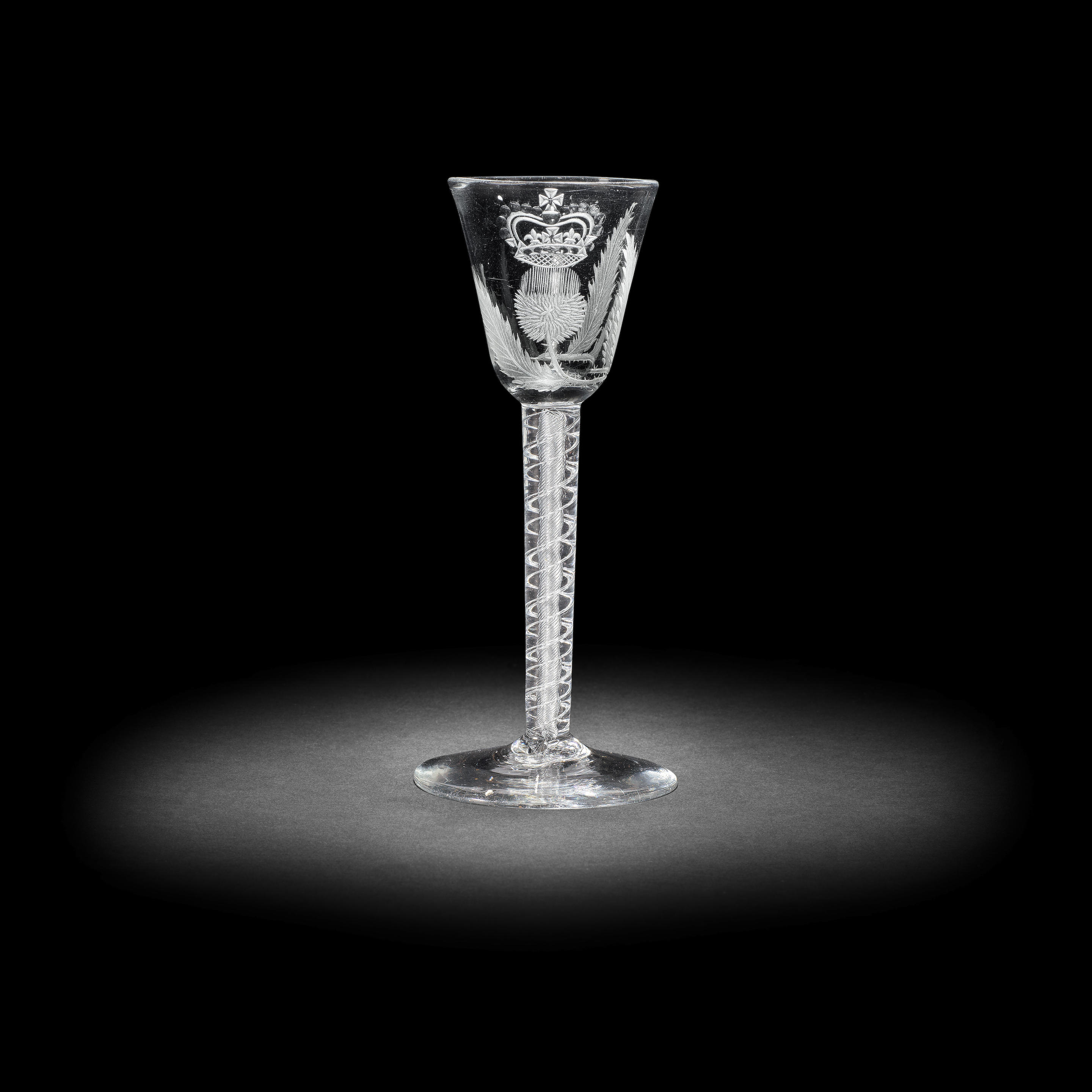 Bonhams A Rare Engraved Jacobite Airtwist Wine Glass Circa 1750