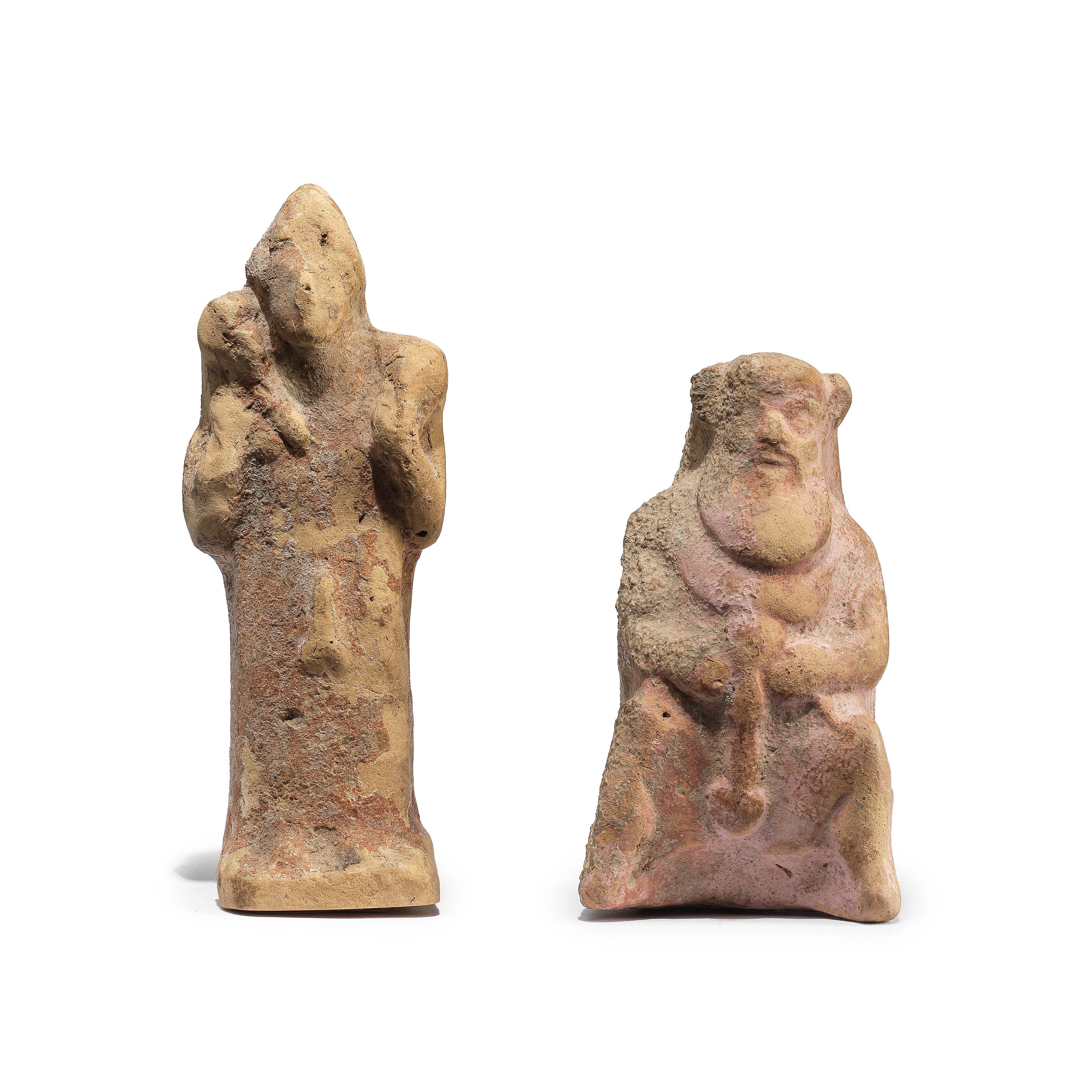Bonhams : A Rhodian terracotta squatting satyr and a Greek Hermes ...