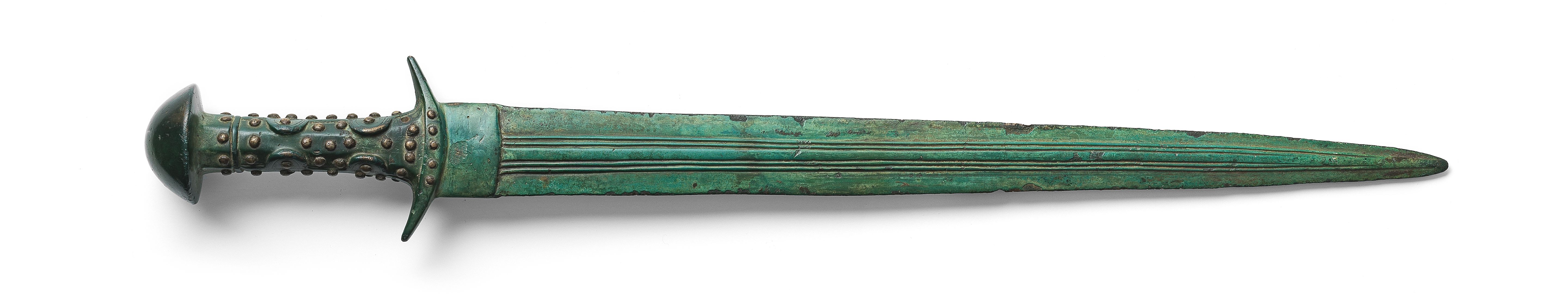 Bonhams : A Luristan bronze sword with silver studded hilt