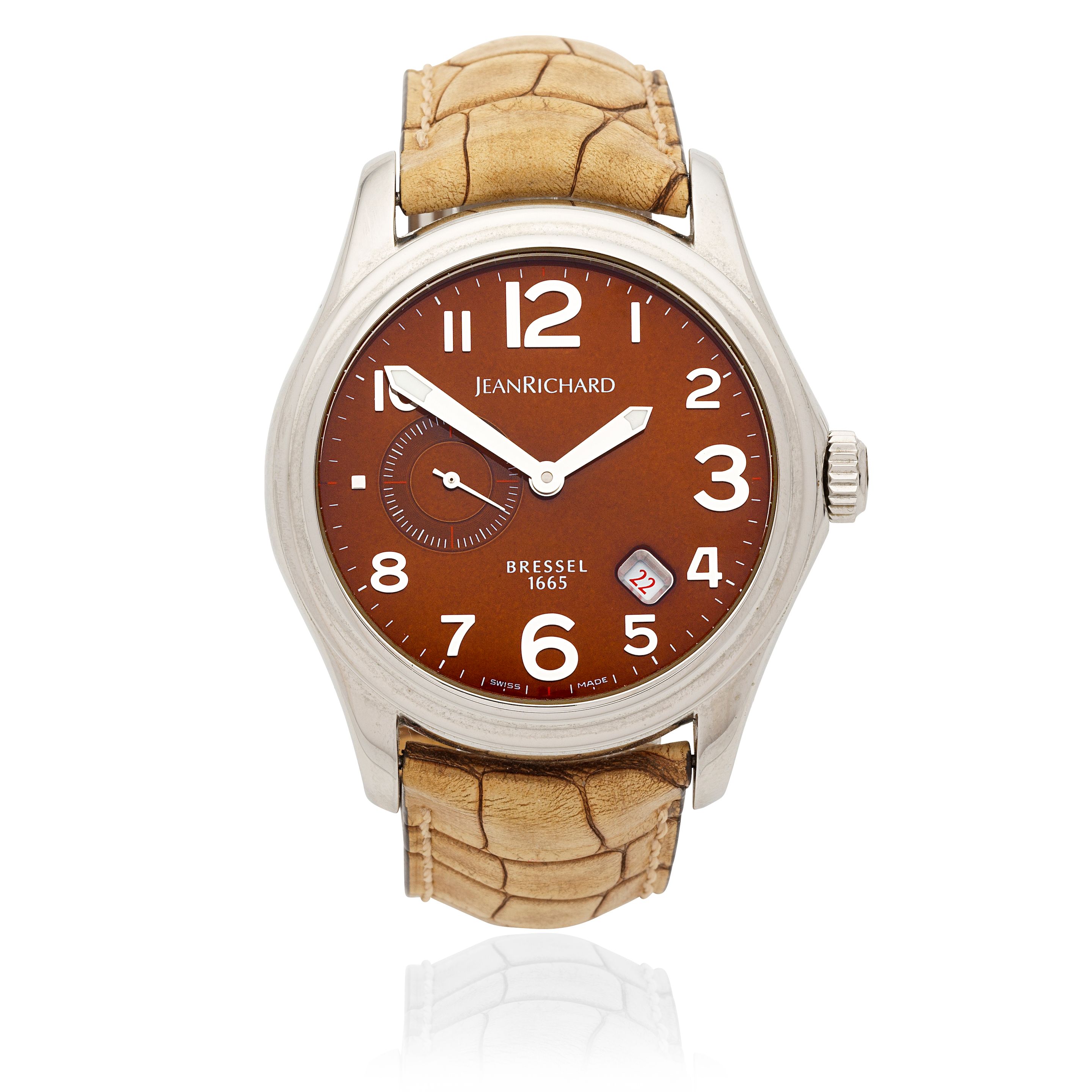 Bonhams : Jean Richard. A stainless steel automatic calendar wristwatch ...