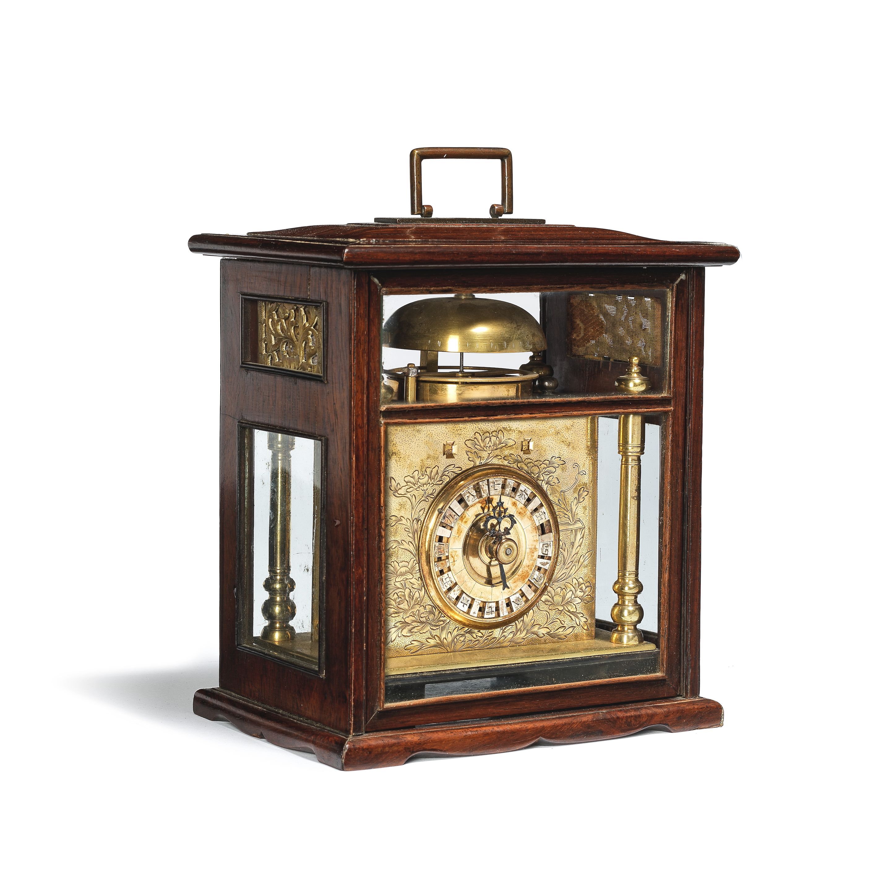 Bonhams : An early to mid 19th century Makura-Dokei in a glazed case