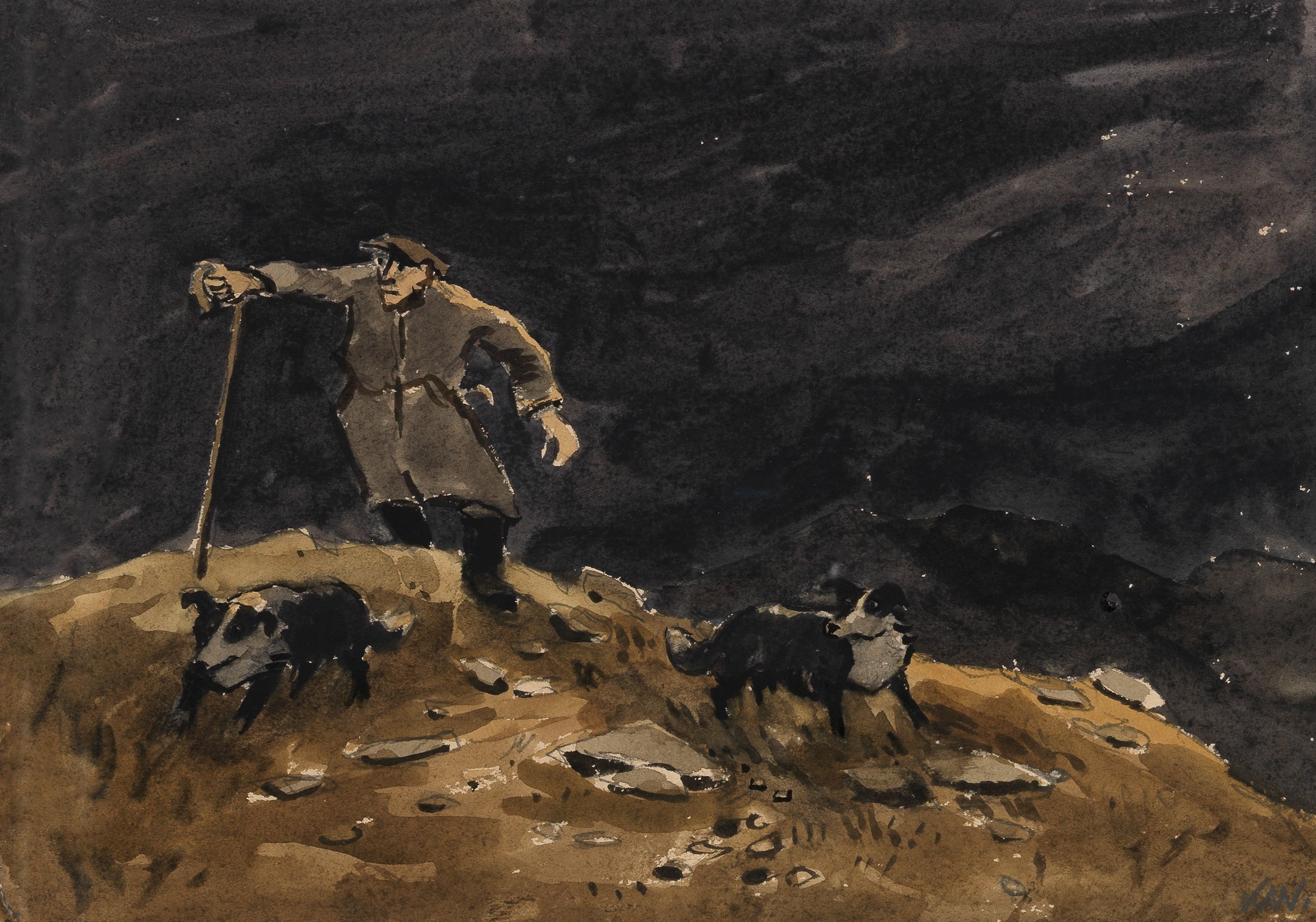 Bonhams : Sir Kyffin Williams R.A. (British, 1918-2006) Shepherd ...