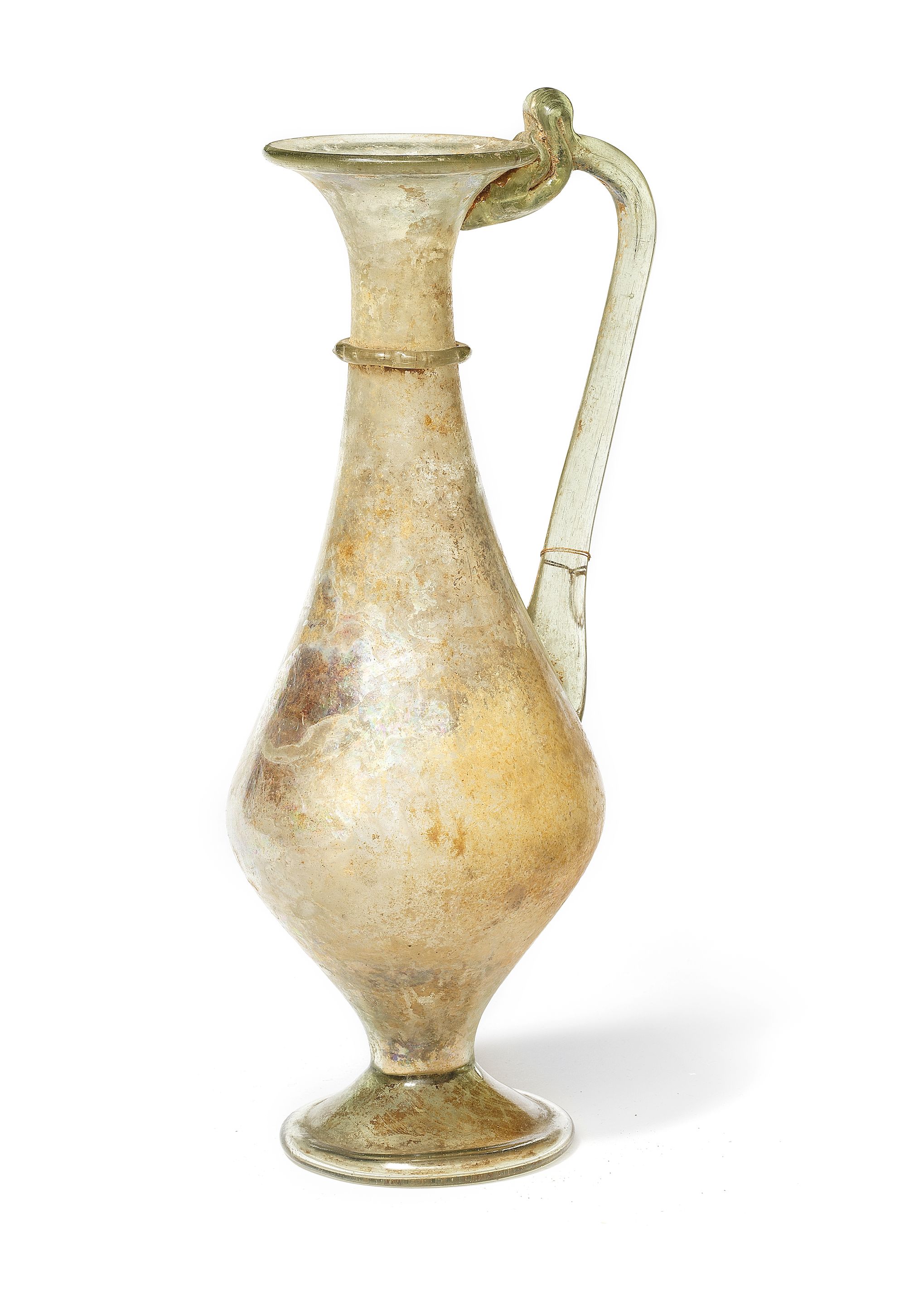 Bonhams : A large Roman pale green glass piriform jug