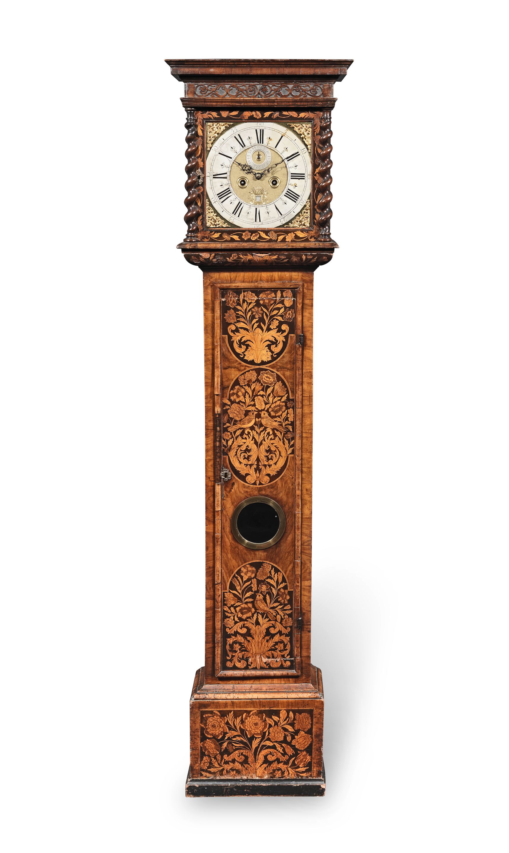 Bonhams : A late 17th century marquetry inlaid walnut longcase clock ...