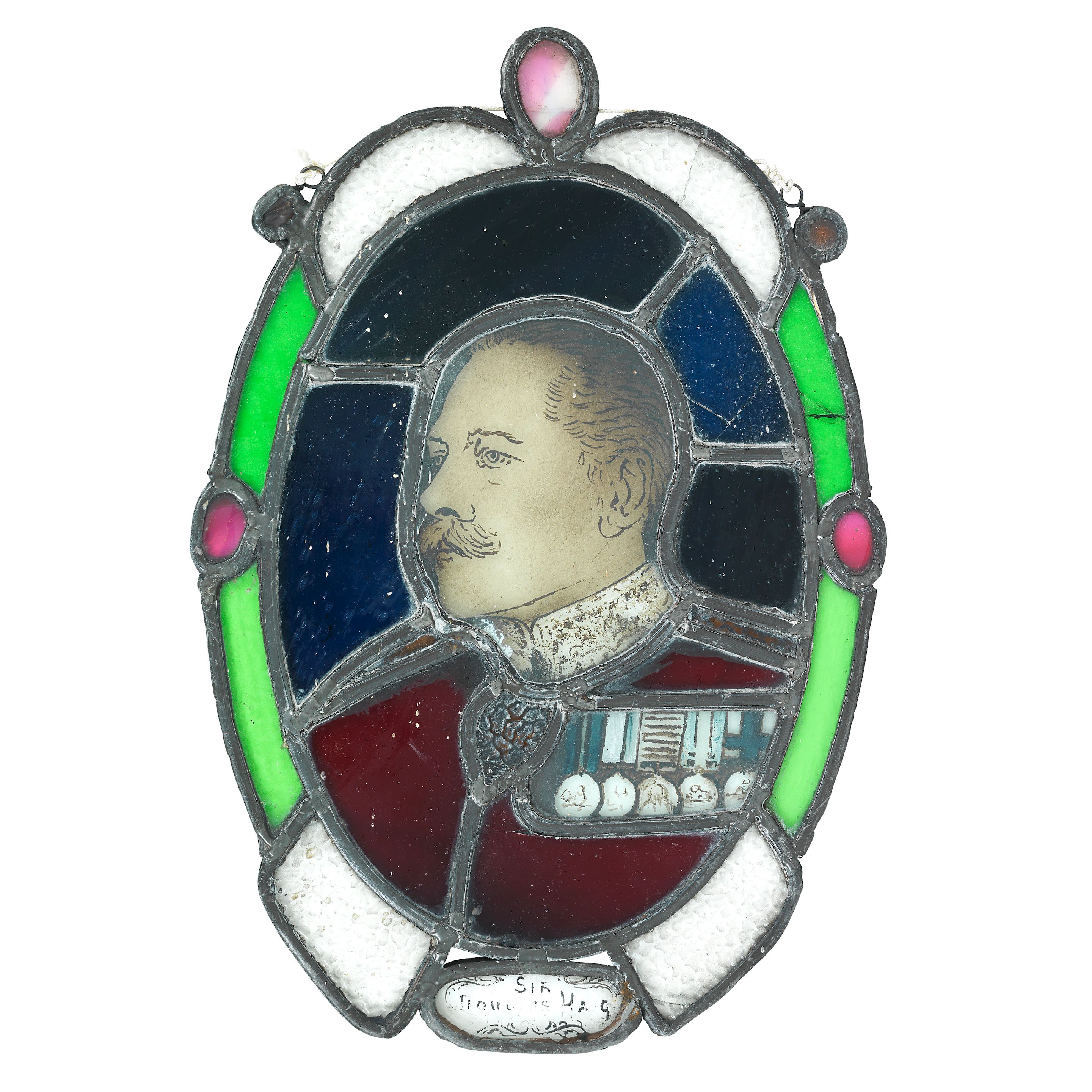 Bonhams : An early 20th century stained and painted glass window section