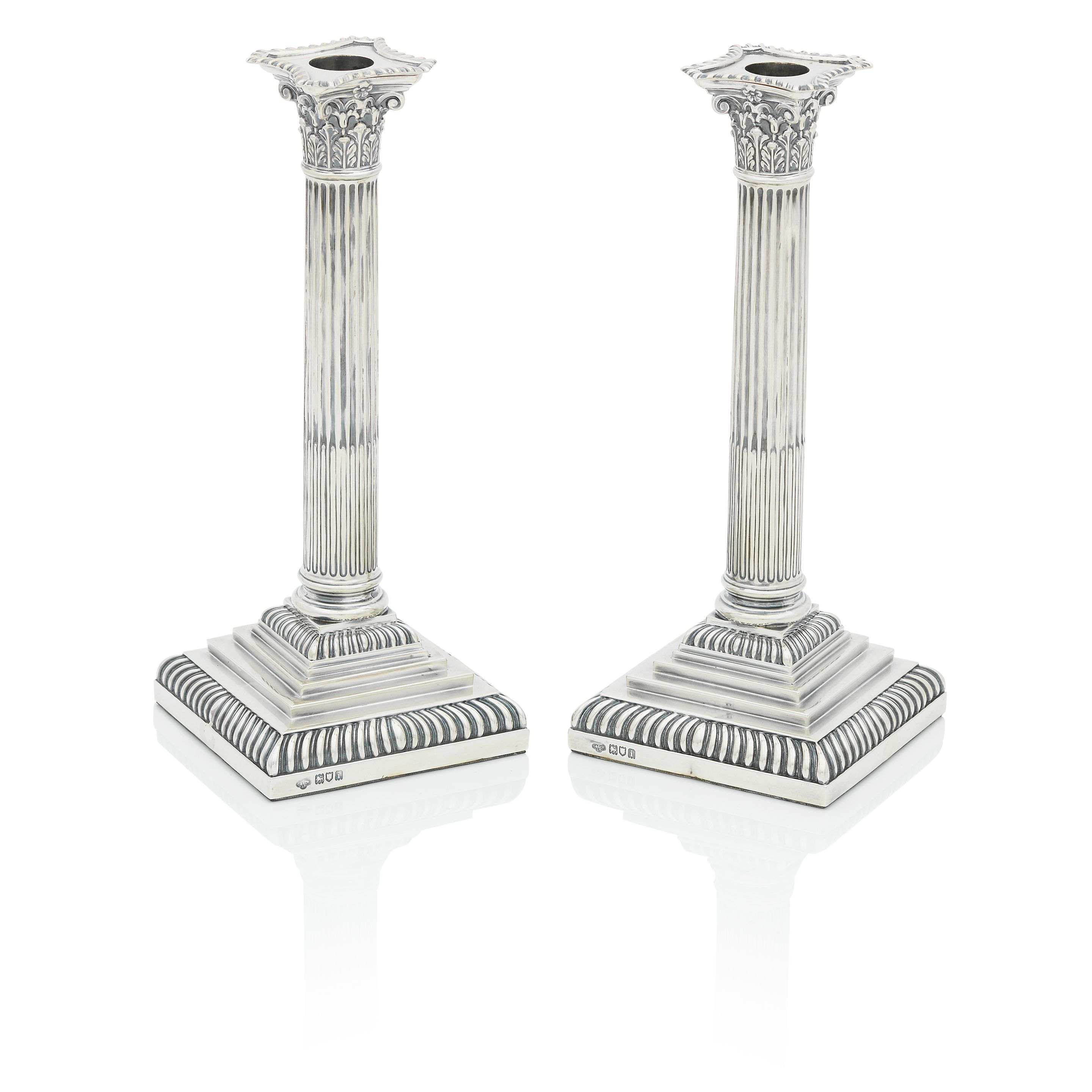 Bonhams : A Pair of Edwardian Silver Candlesticks By the Goldsmiths and ...