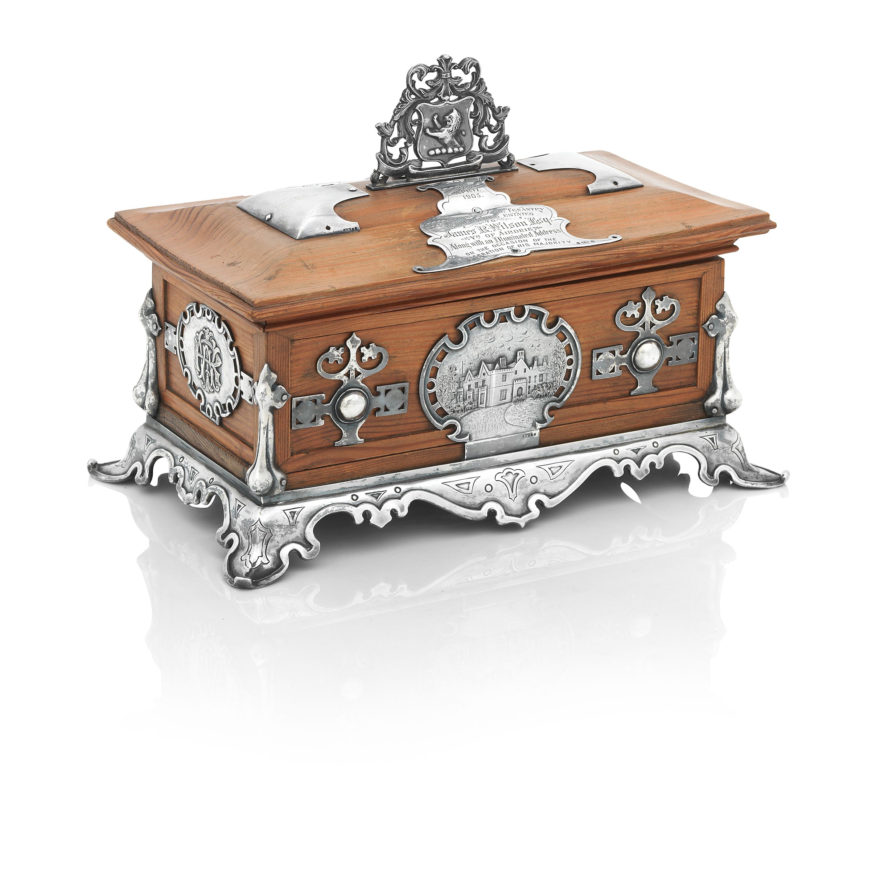 Bonhams : An Edwardian Silver-Mounted Wooden Presentation Casket By ...