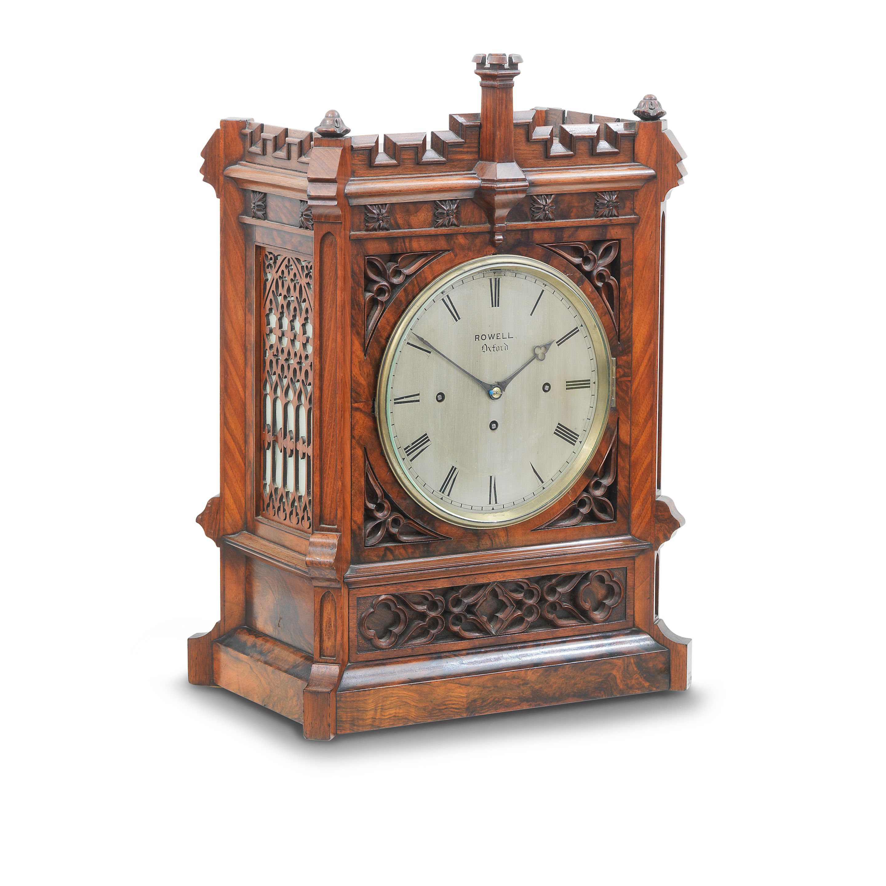 Bonhams : A 19th century 'gothic' walnut mantle Clock Inscribed Rowell ...