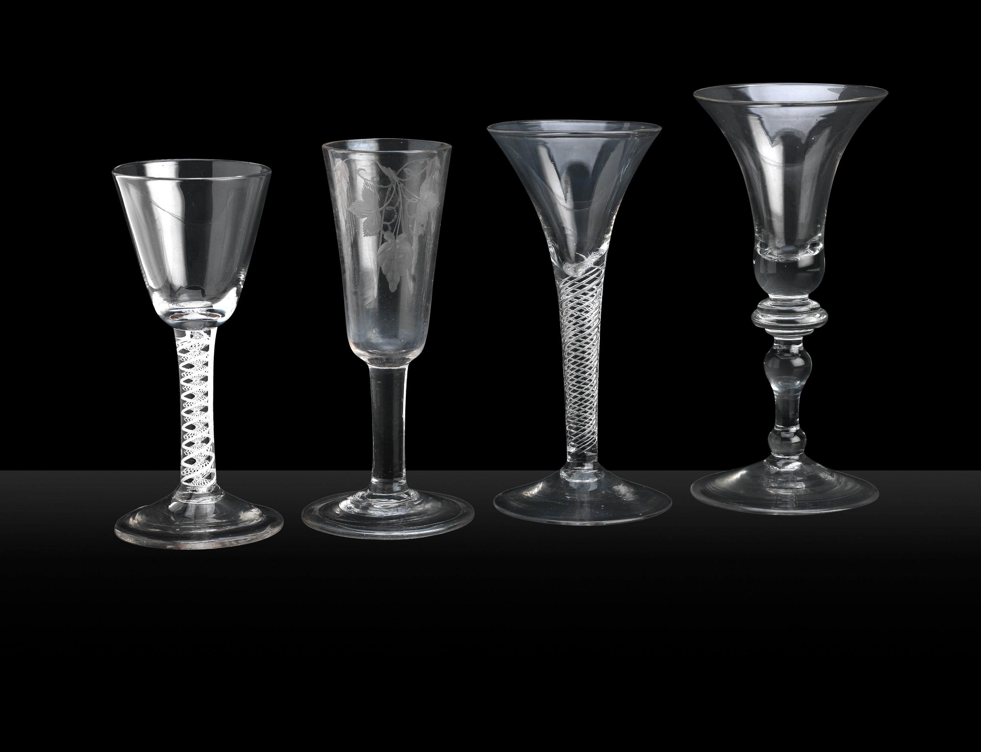 Bonhams Three Wine Glasses And An Ale Glass 18th Century