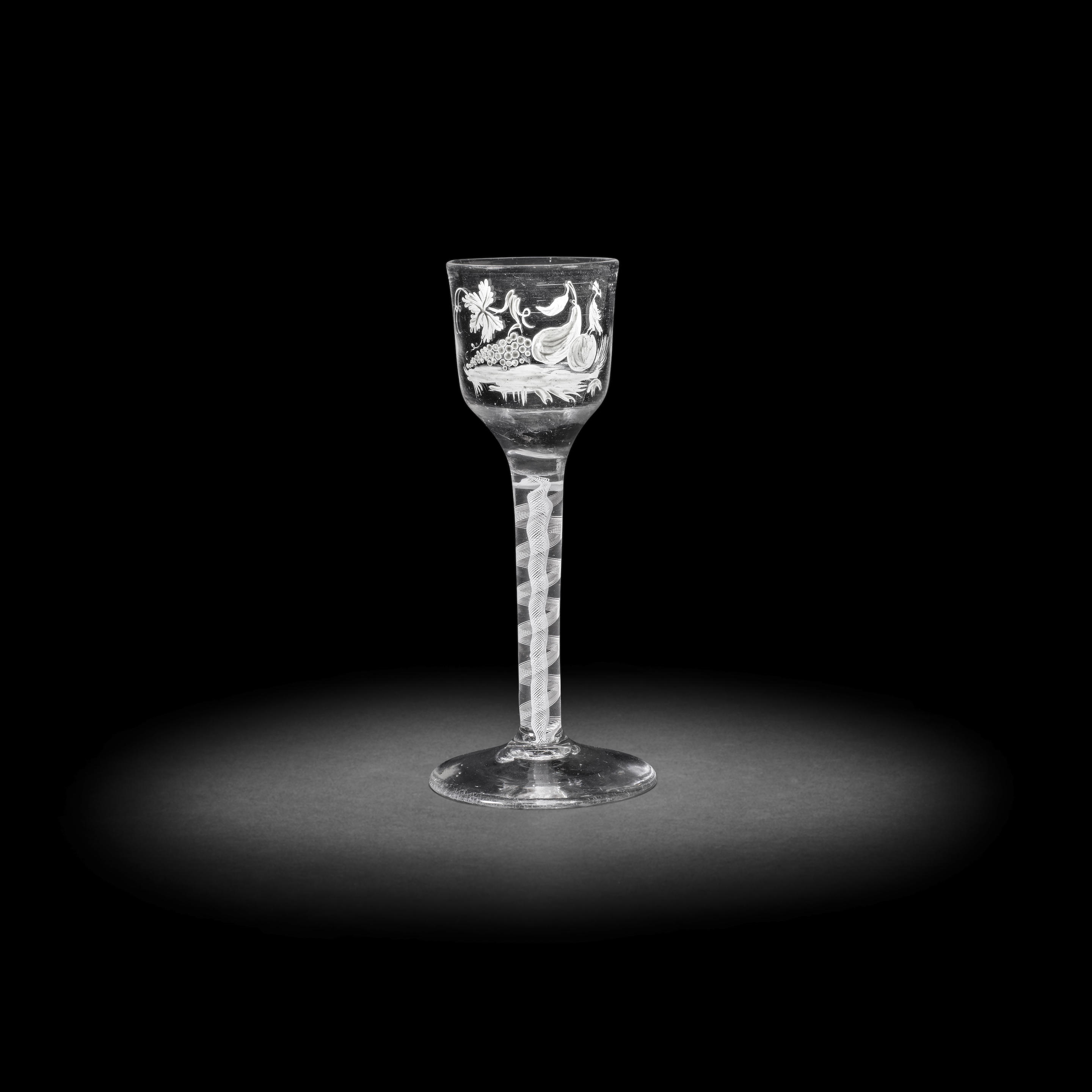 Bonhams A Fine Beilby Enamelled Opaque Twist Wine Glass Circa 1765