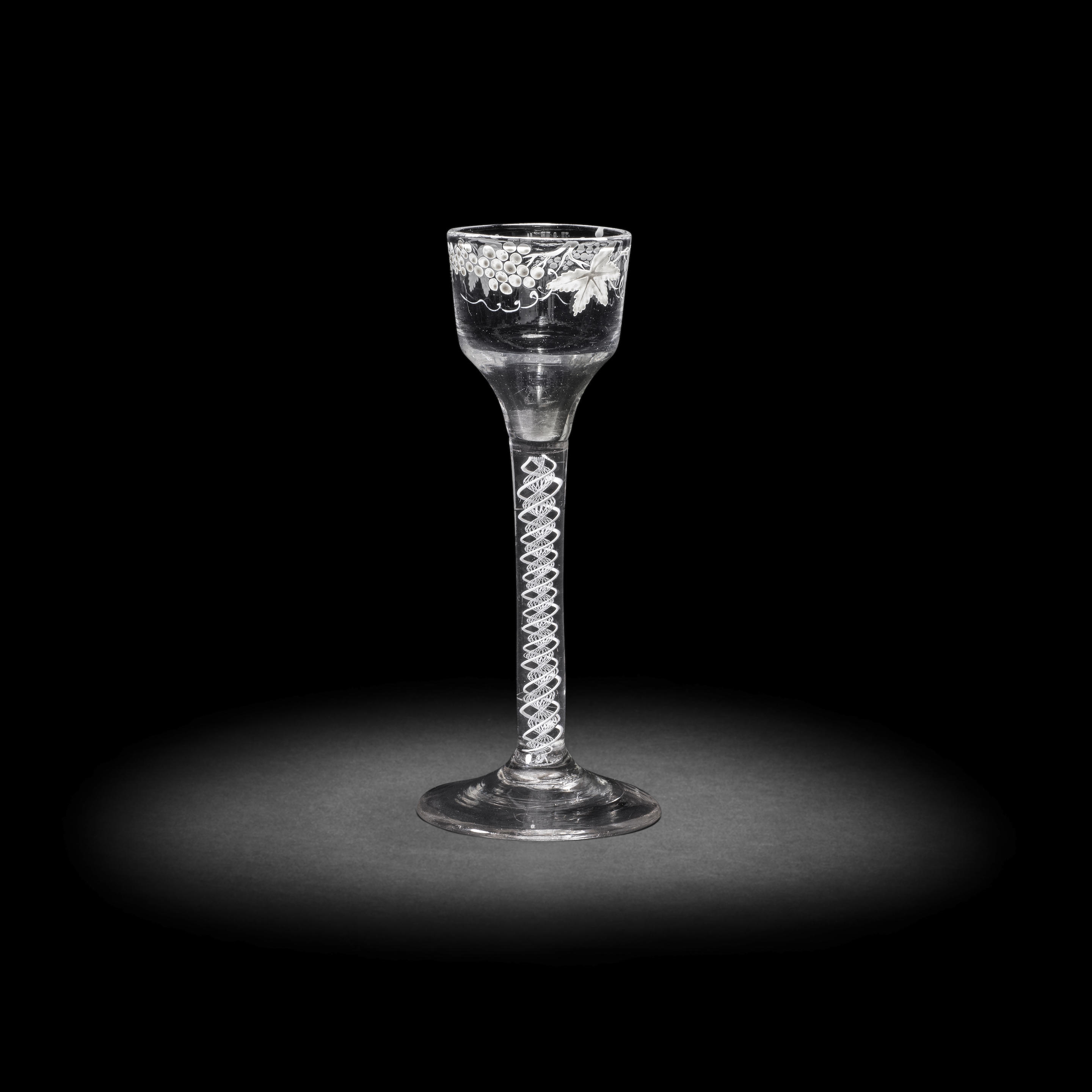 Bonhams A Beilby Enamelled Opaque Twist Wine Glass Circa 1765