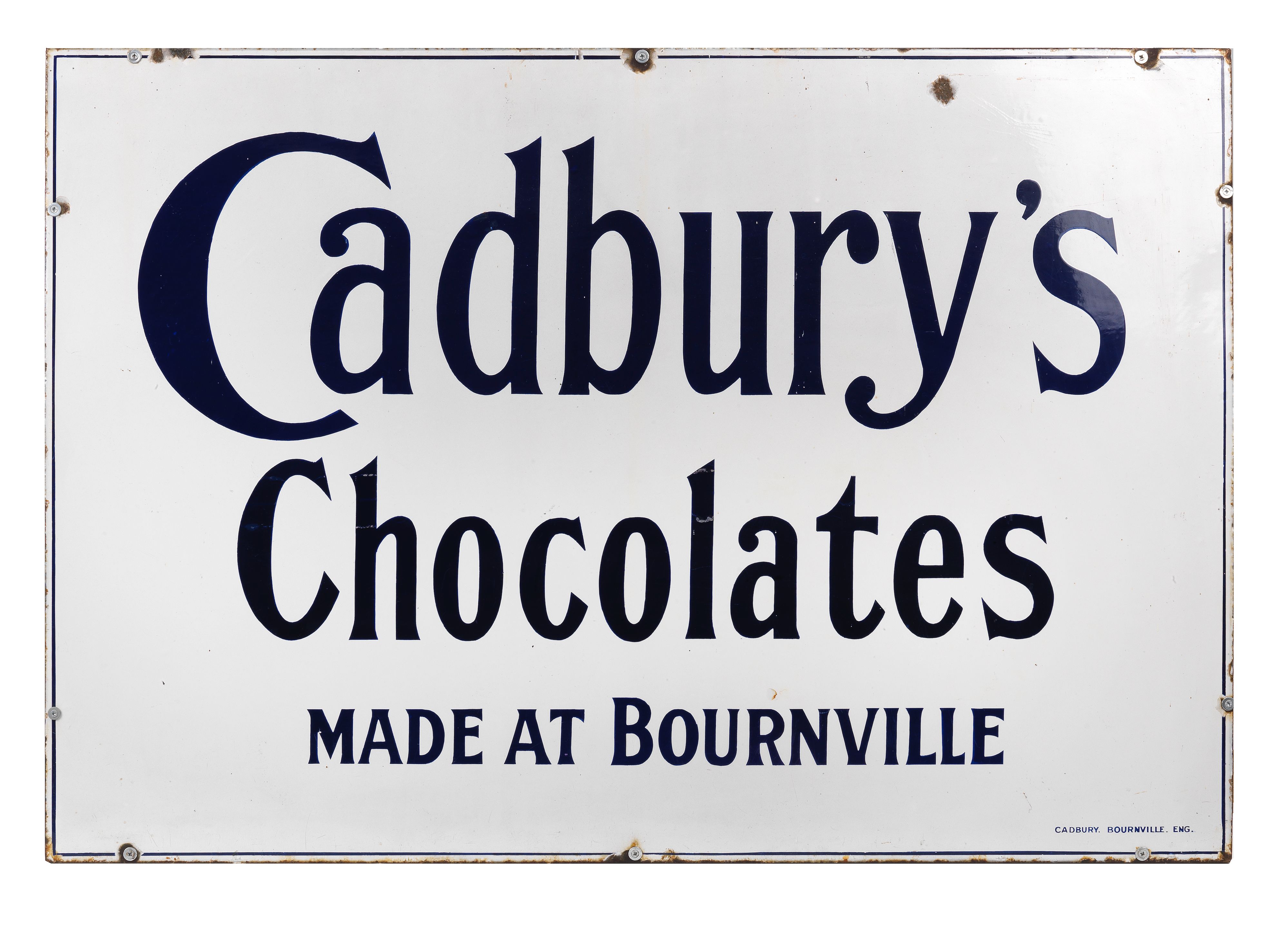 Bonhams Cars : A Cadbury's Chocolates Made at Bournville enamel ...