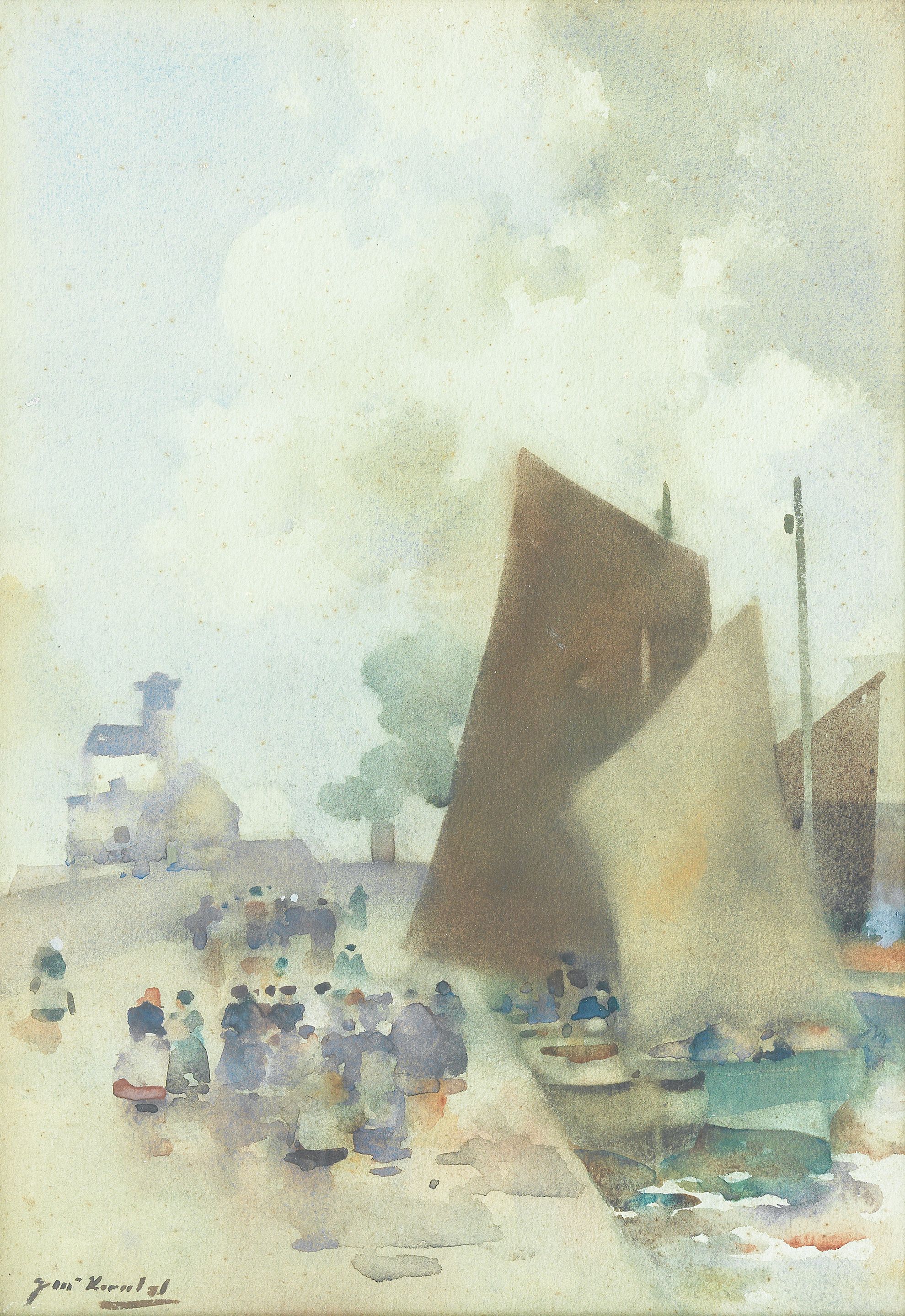 Bonhams : James Watterston Herald (British, 1859-1914) Arbroath Harbour