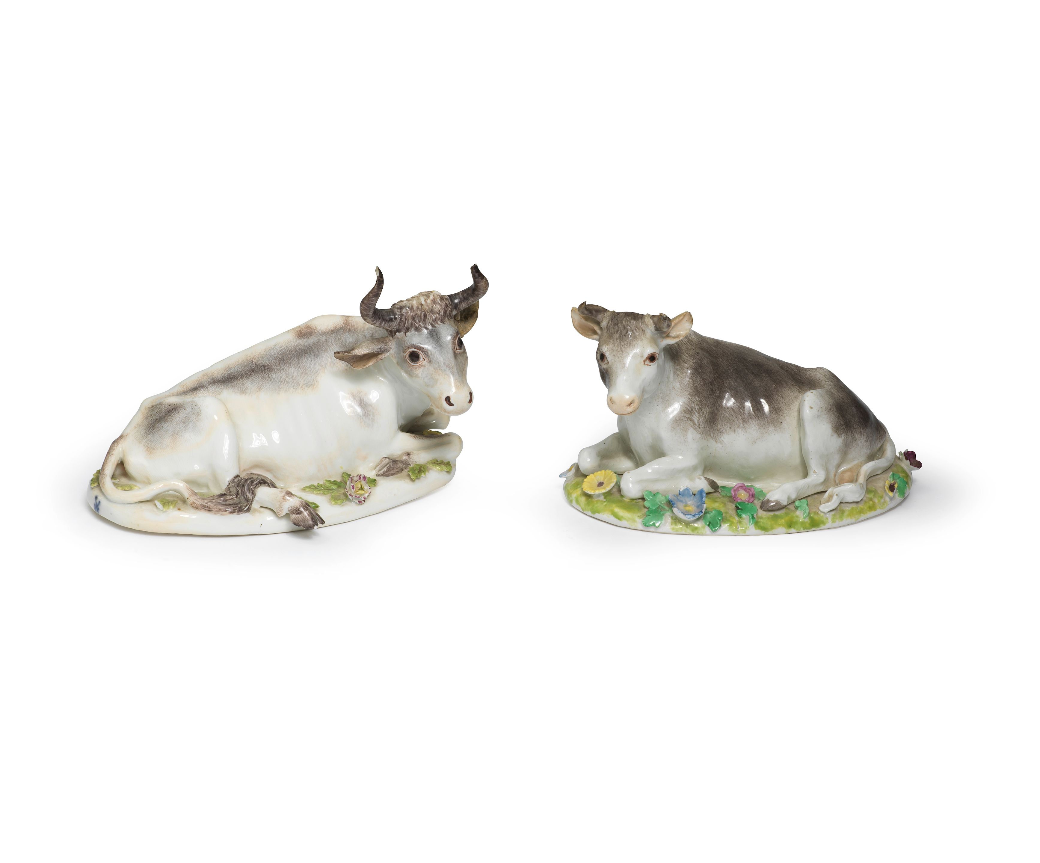 Bonhams : Two Meissen models of cows, mid 18th century