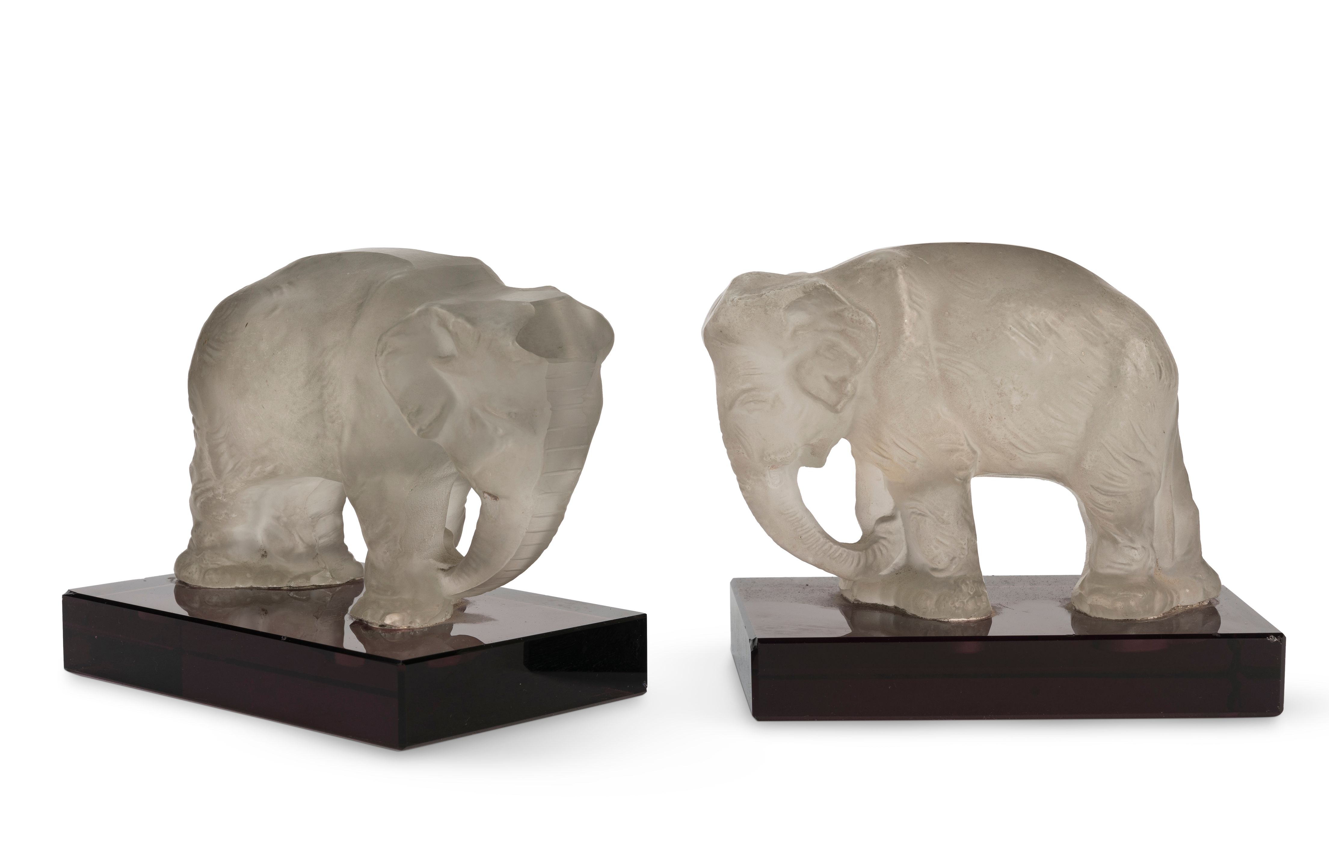 Bonhams : A pair of 20th century Lalique-style clear glass bookends ...