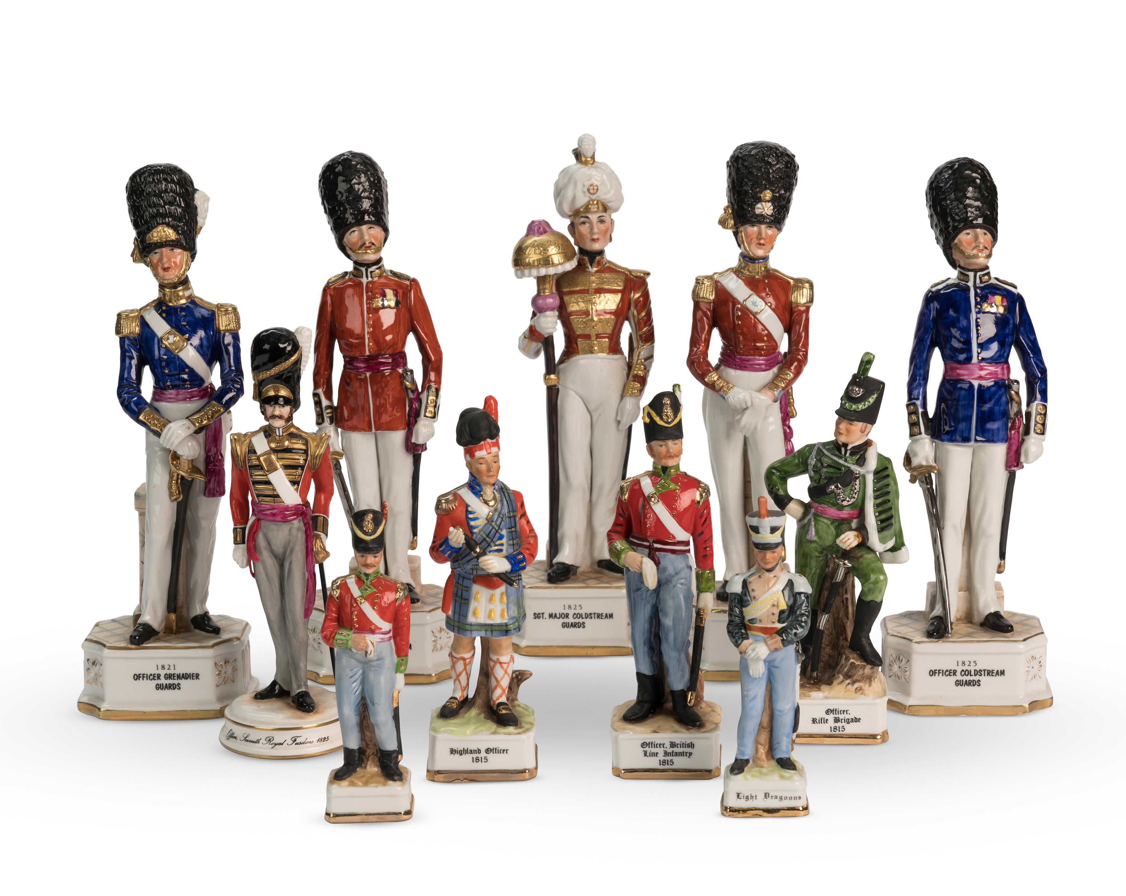 Porcelain Military Figures Lot 329: 5 European Military Porcelain