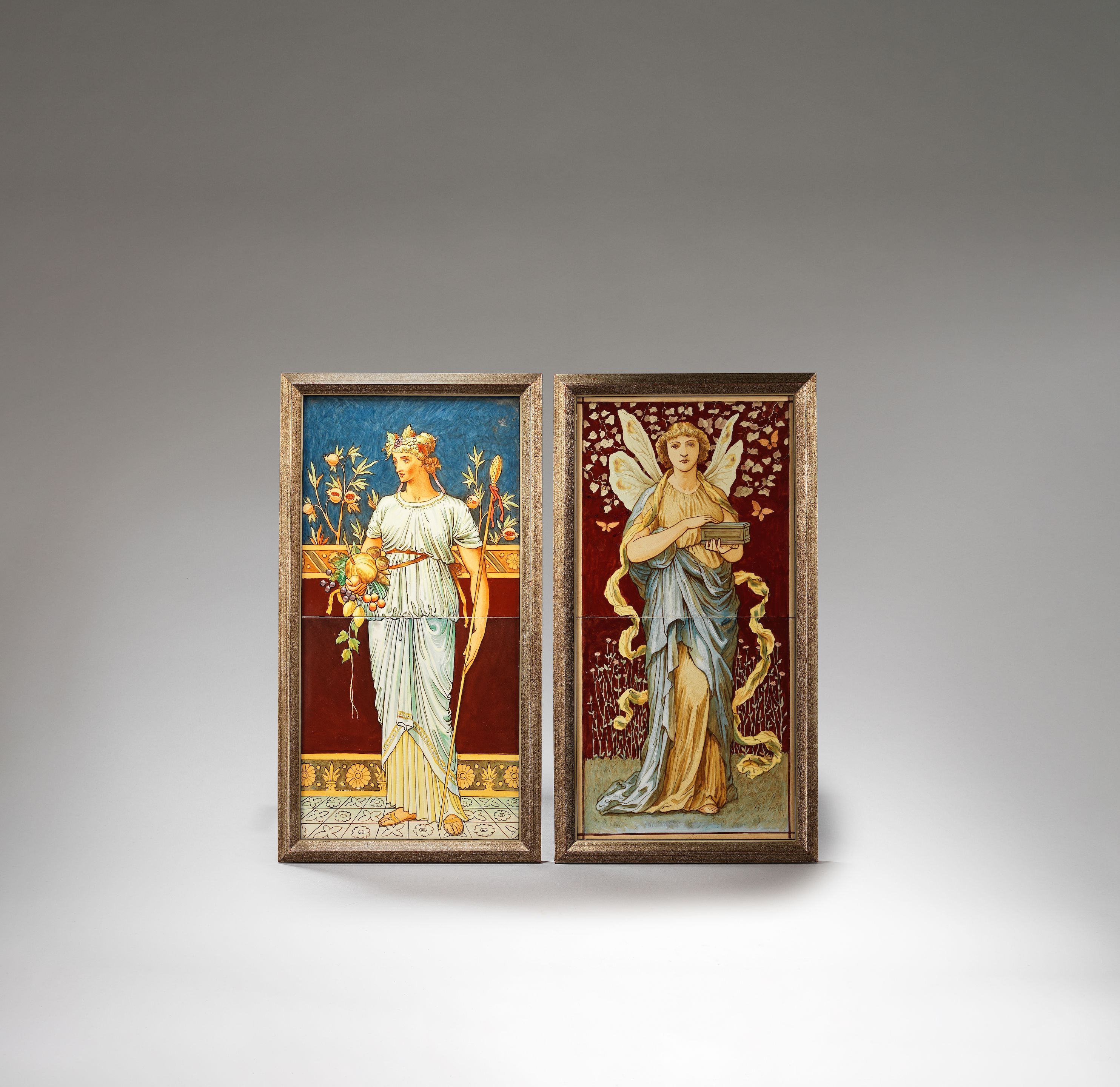 Bonhams : MINTON HOLLINS Two figural tile panels, circa 1890
